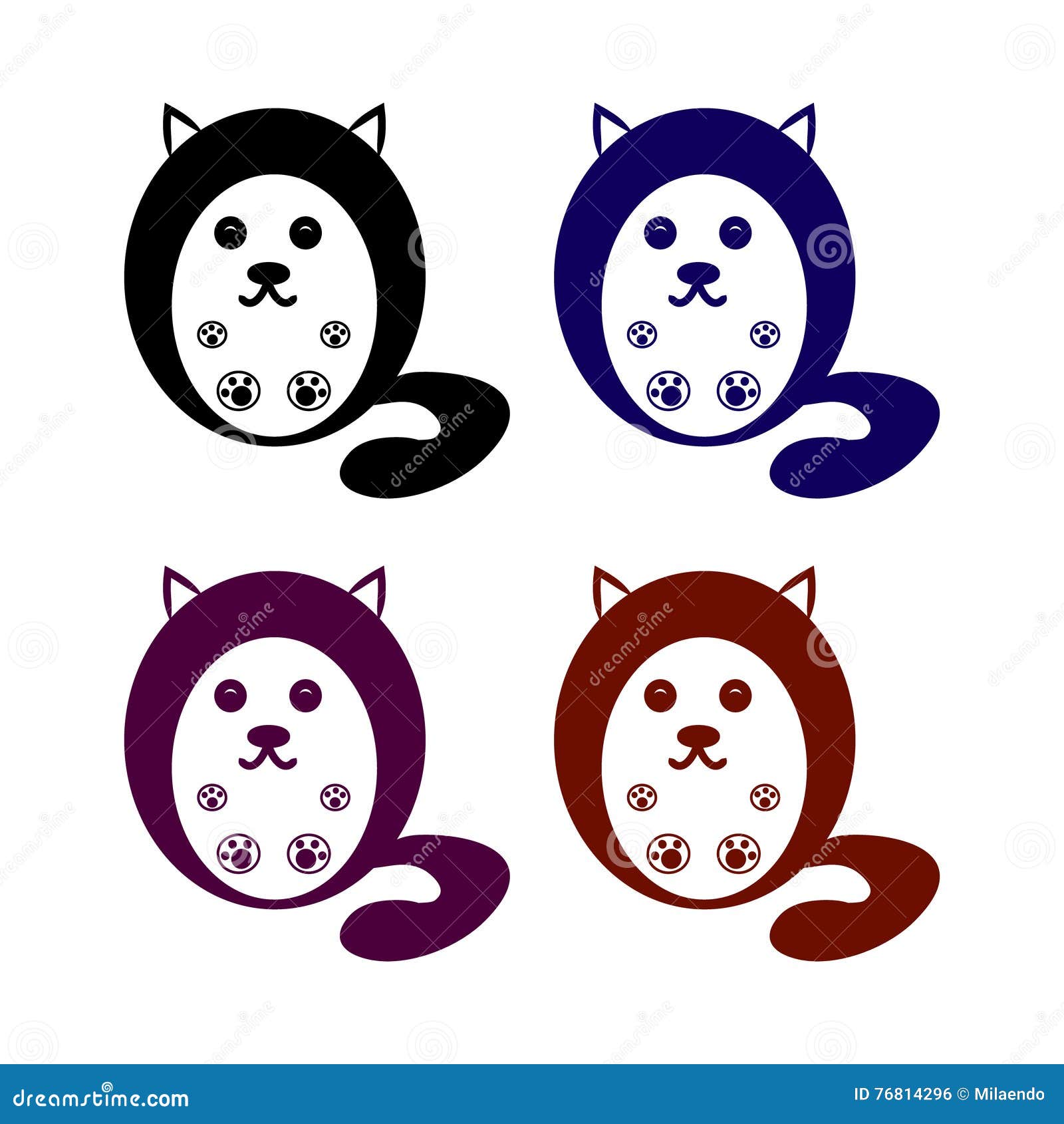 Four round cat stock vector. Illustration of cartoon - 76814296