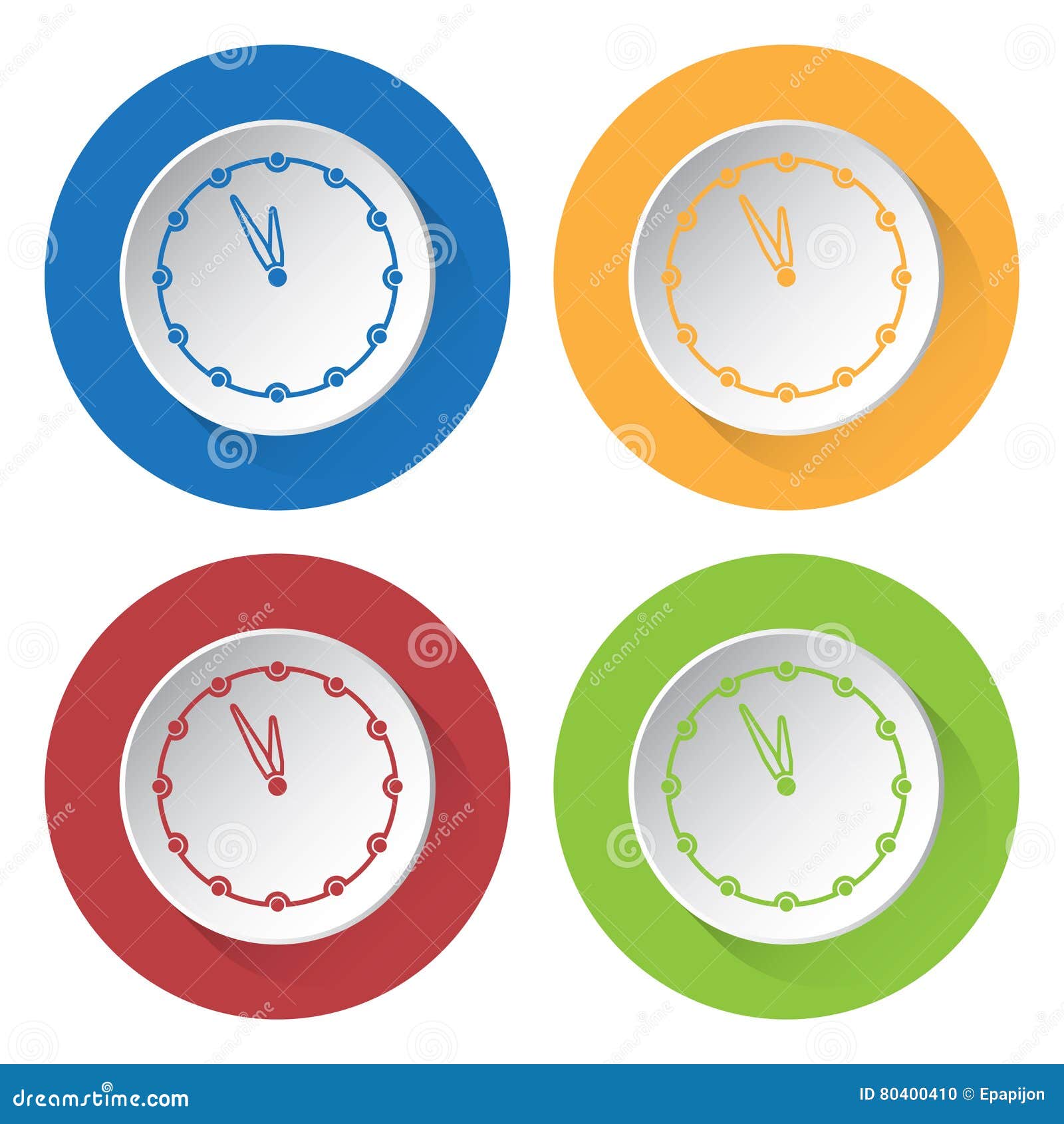 Four Round Color Icons, Last Minute Clock Stock Vector - Illustration ...