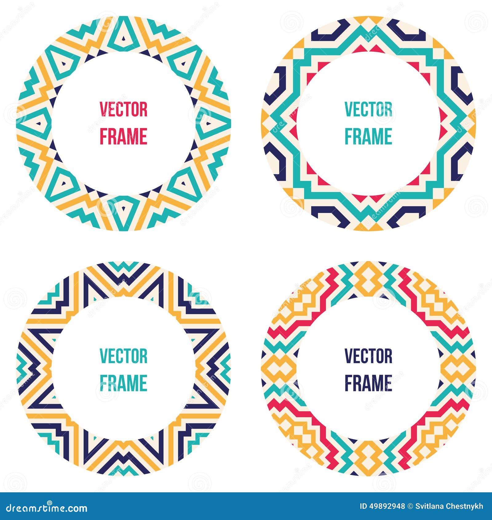 Four Round Frames with Abstract Geometric Patterns Stock Vector ...