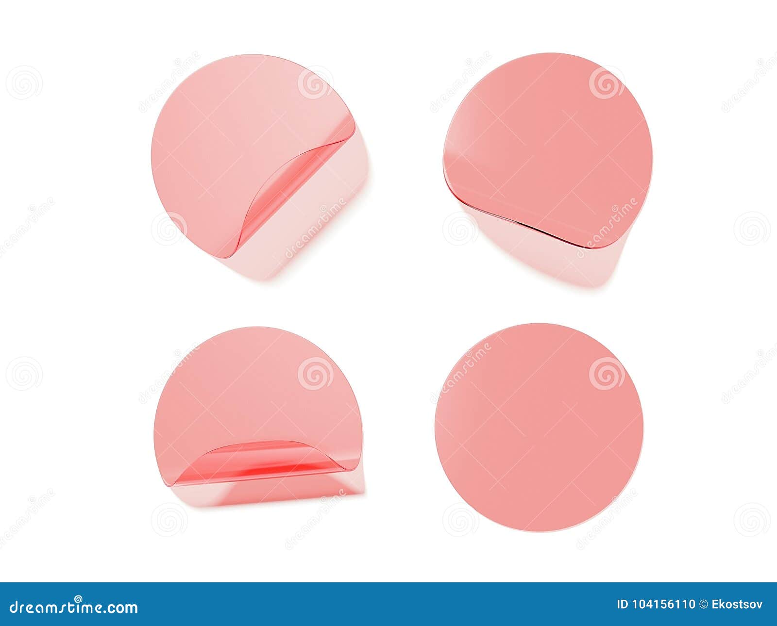 Four Round Transparent Stickers. 3d Rendering Stock Illustration ...