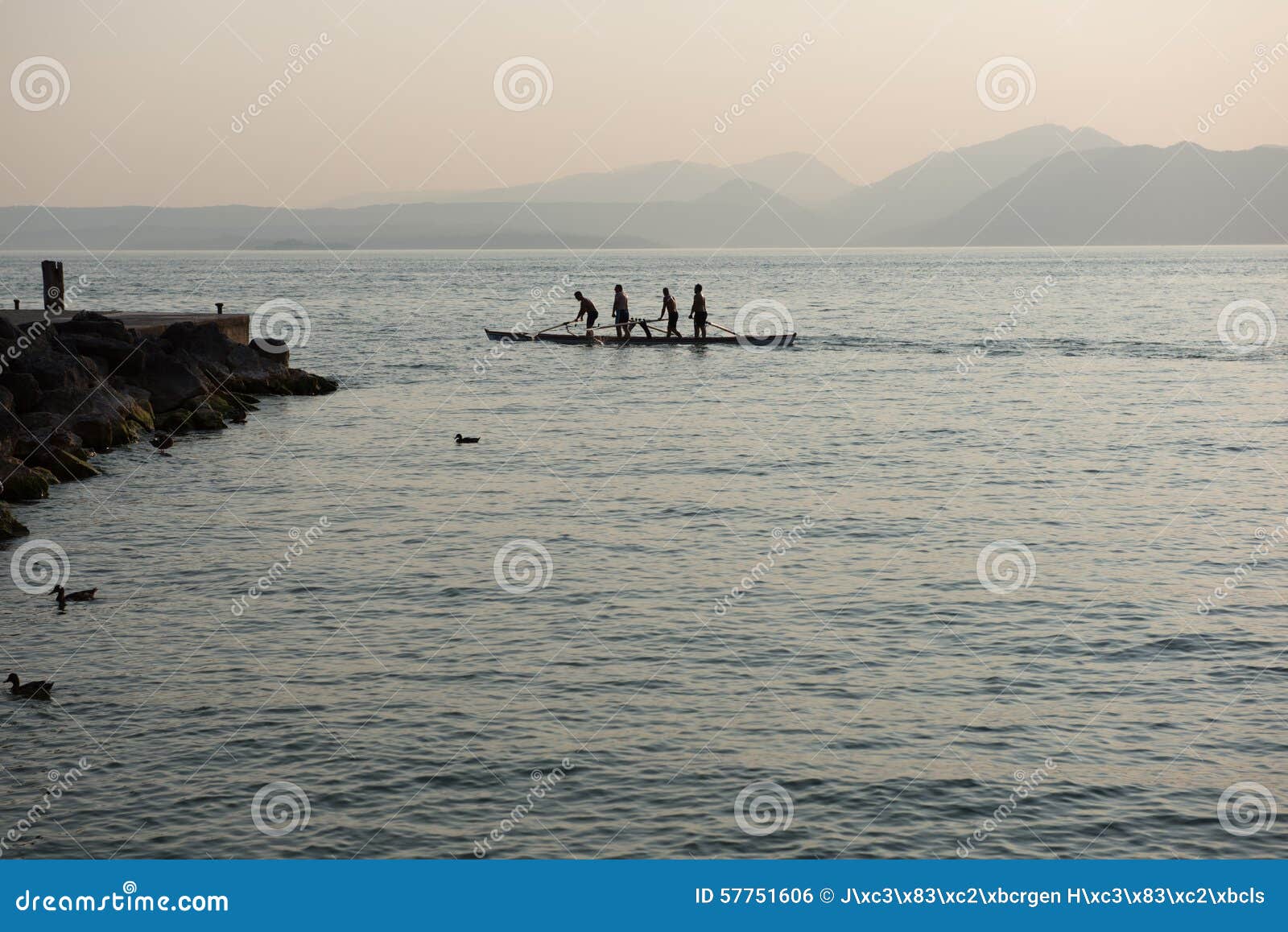 Four Rowers Rowing a Boat Standing Editorial Photo - Image of shadows ...