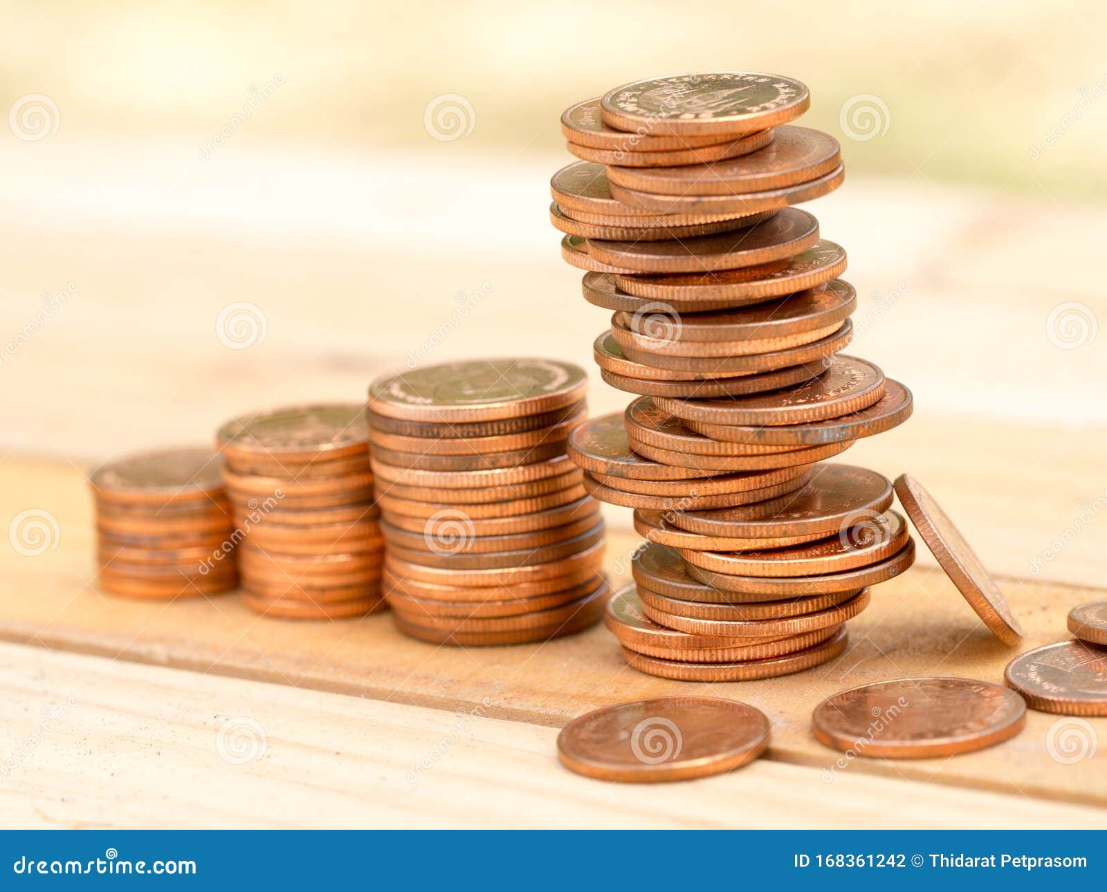 Four Rows Rising Growth Golden Stack Coins with Unstable Stack ...