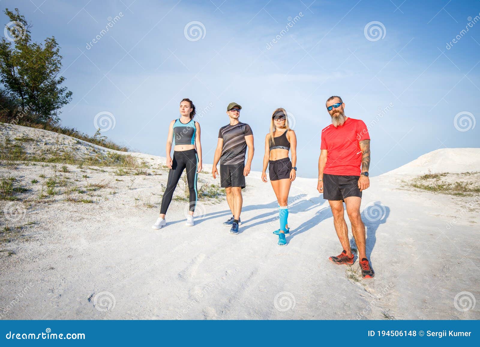 Four Runners Standing before Trail Running Workout Stock Photo - Image ...