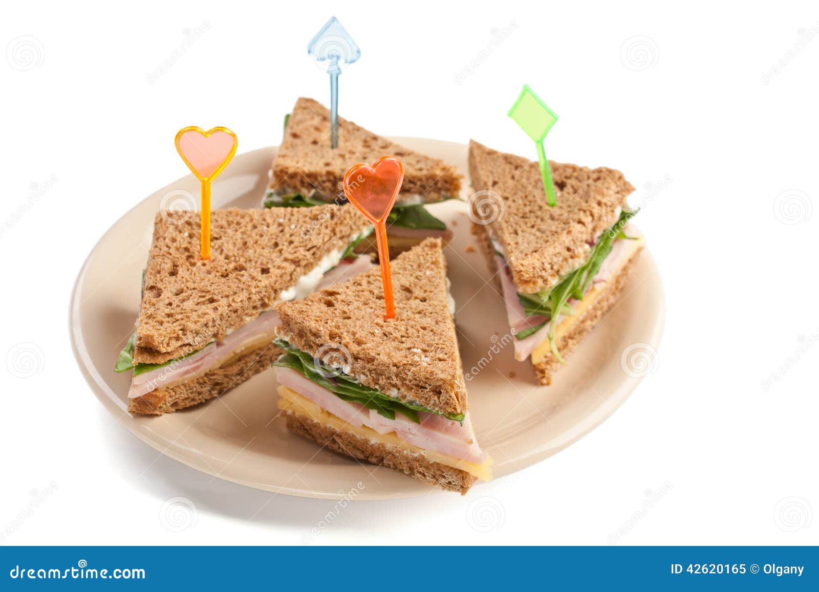 Four Sandwiches on a plate stock image. Image of bread - 42620165