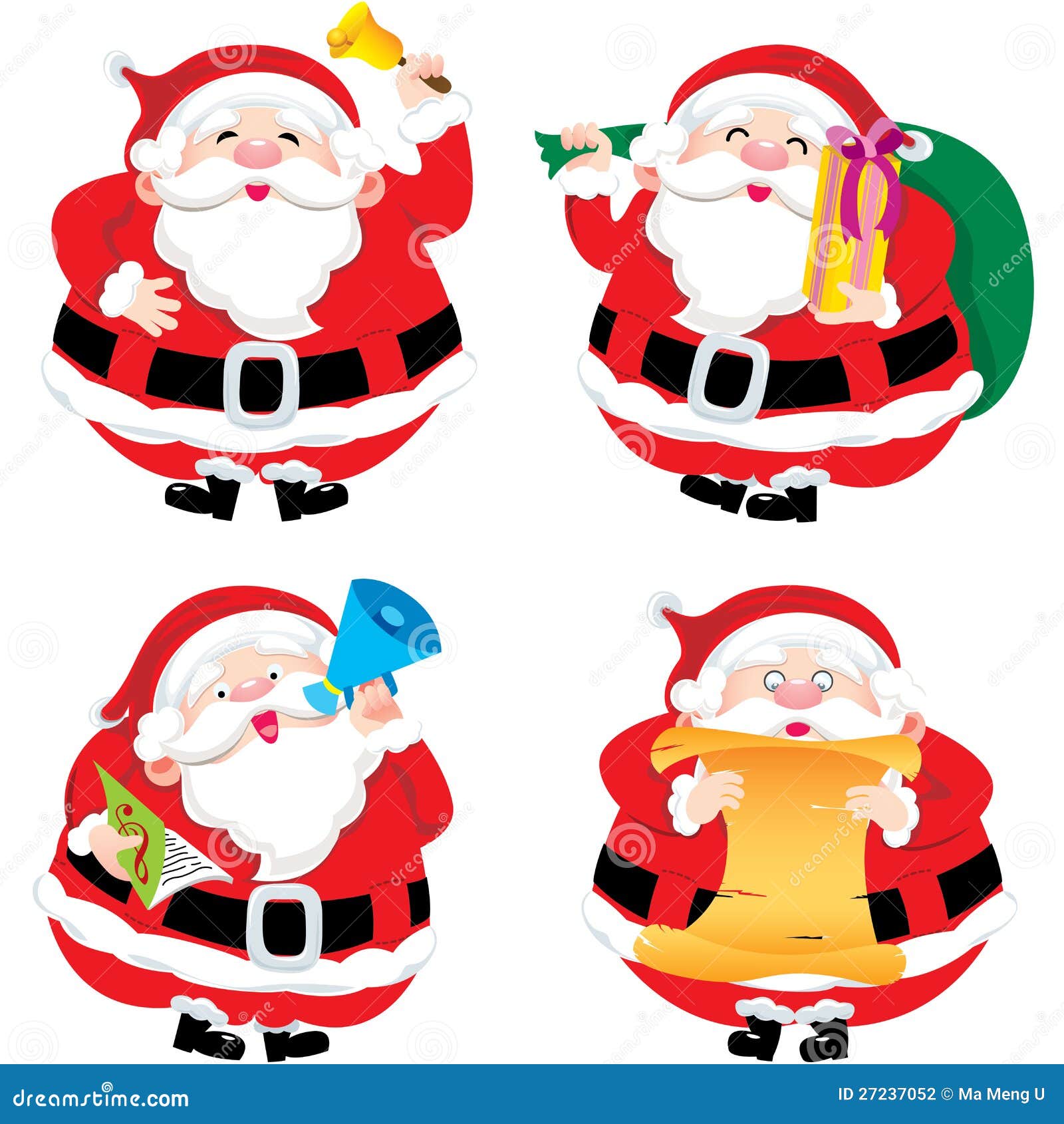 Four Santa Claus in Different Postures Illustratio Stock Vector ...