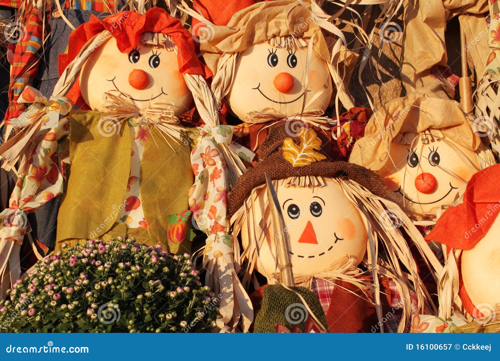 Four scarecrows stock image. Image of group, hair, straw - 16100657