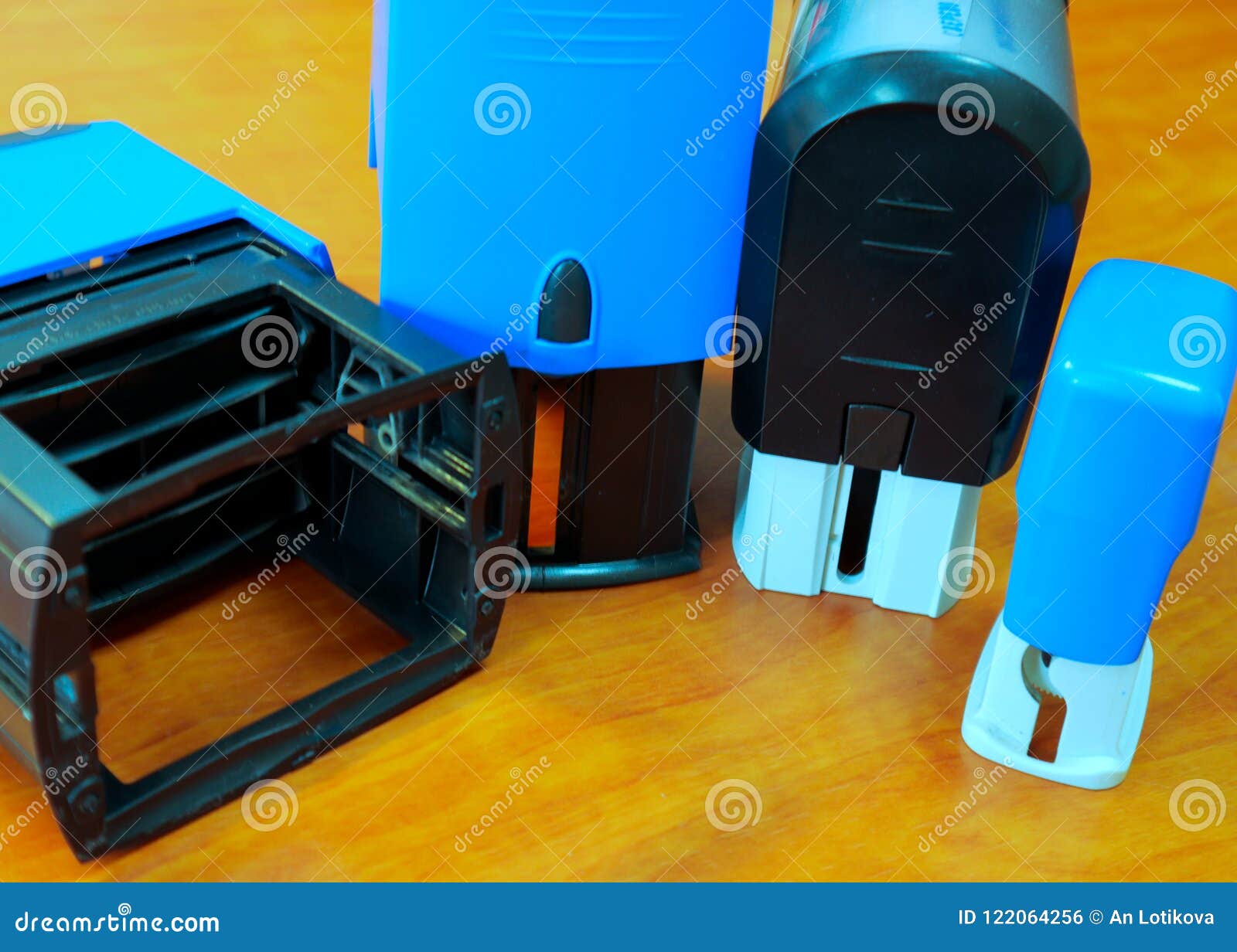 Four Seals on the Desktop, Office Work, Stamps, Document Certification ...