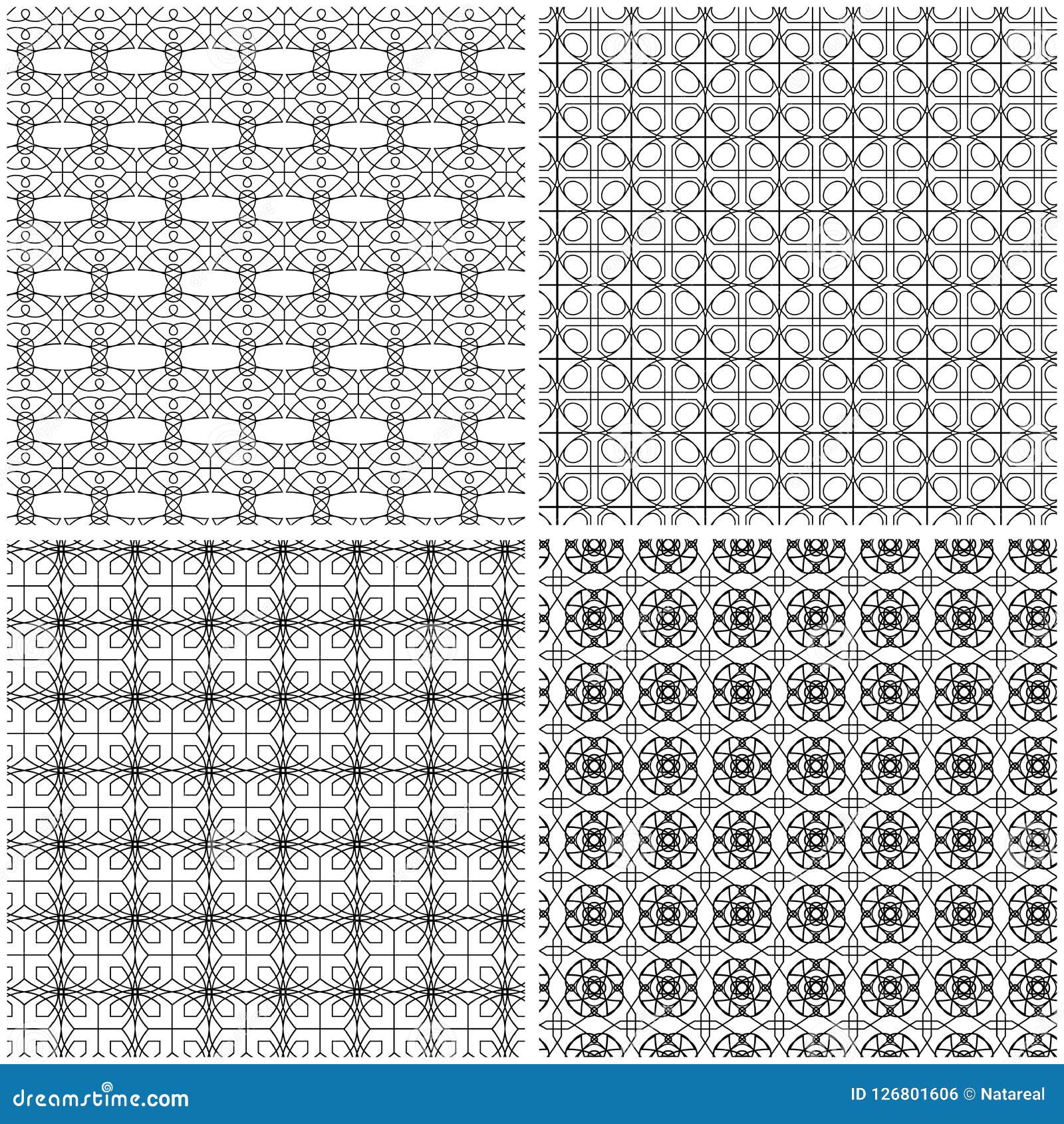 Four Seamless Abstract Grids Stock Illustration - Illustration of grid ...