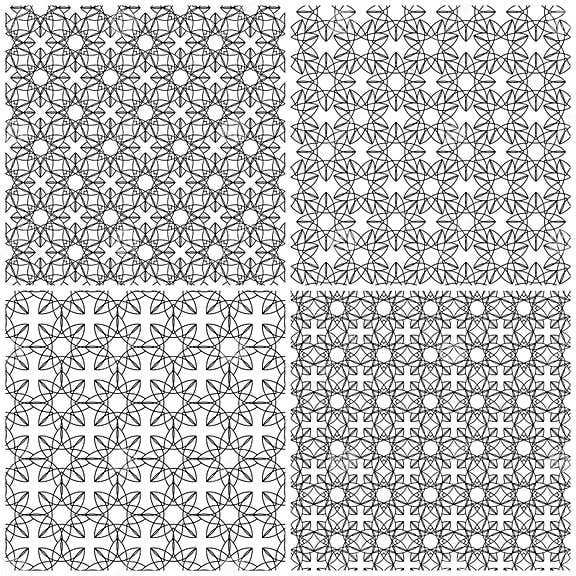 Four Seamless Abstract Mesh Patterns Stock Vector - Illustration of ...