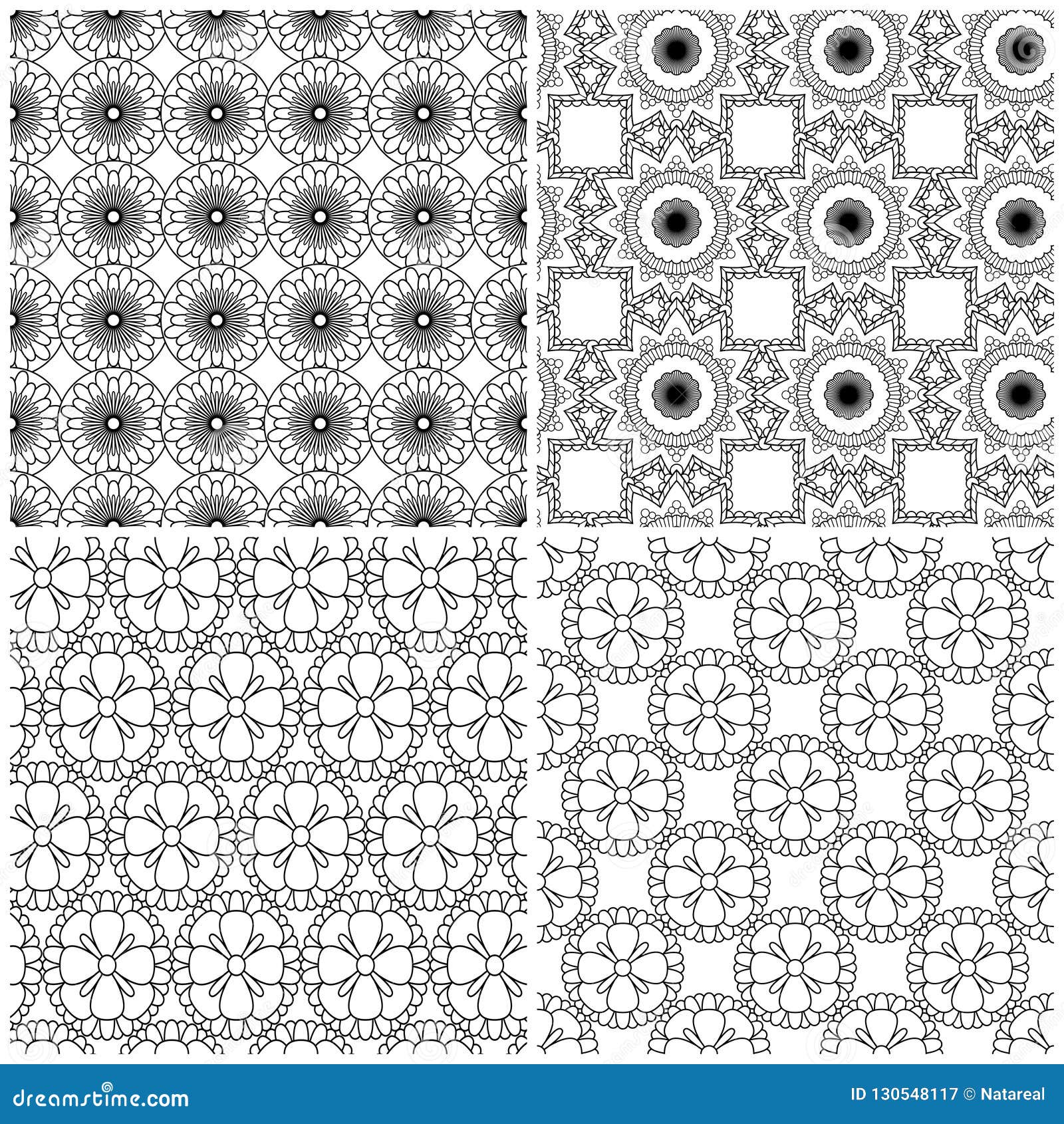 Four Seamless Floral Mesh Patterns Stock Vector - Illustration of ...