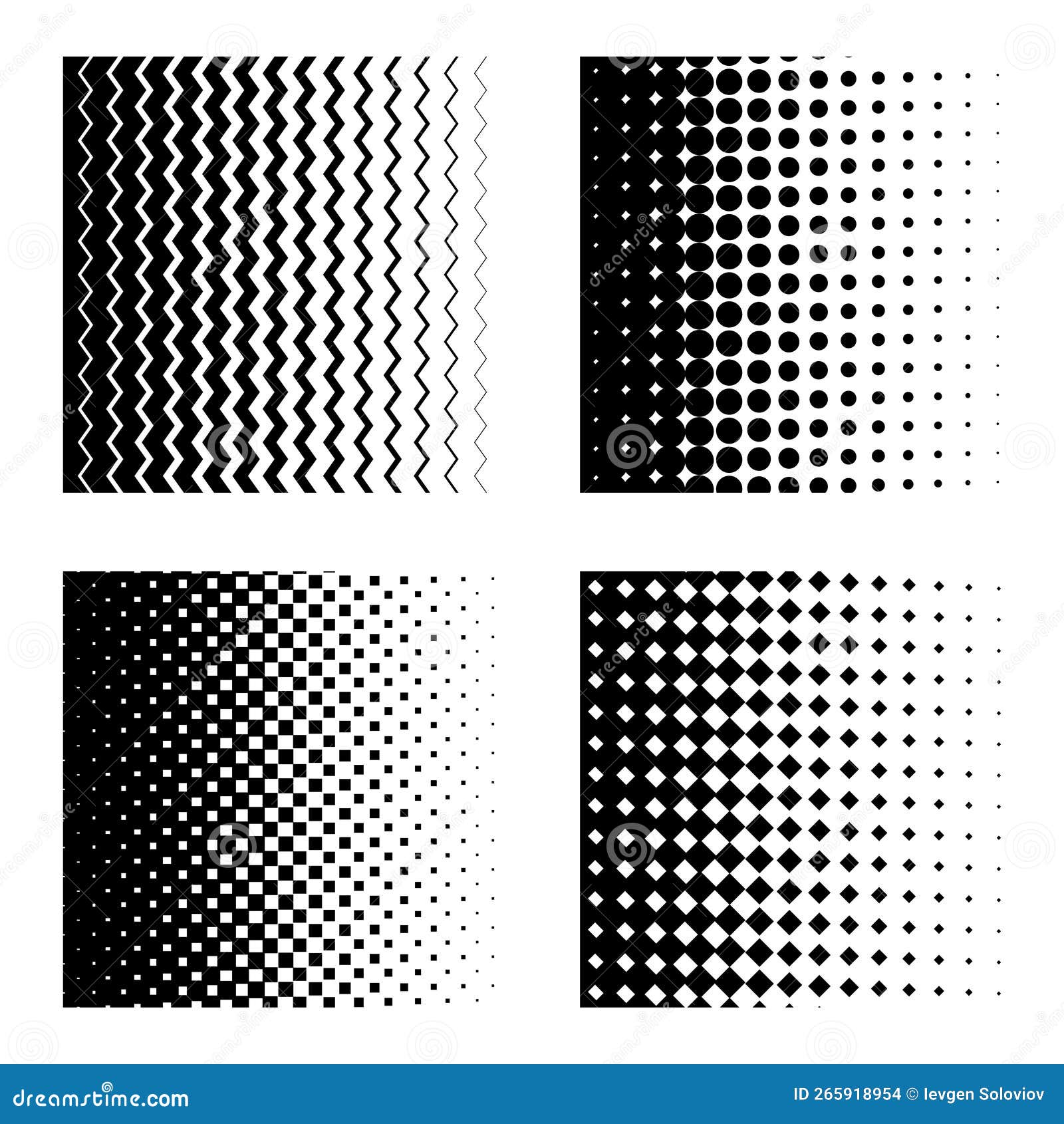 Four Seamless Geometric Halftones Stock Vector - Illustration of shape ...