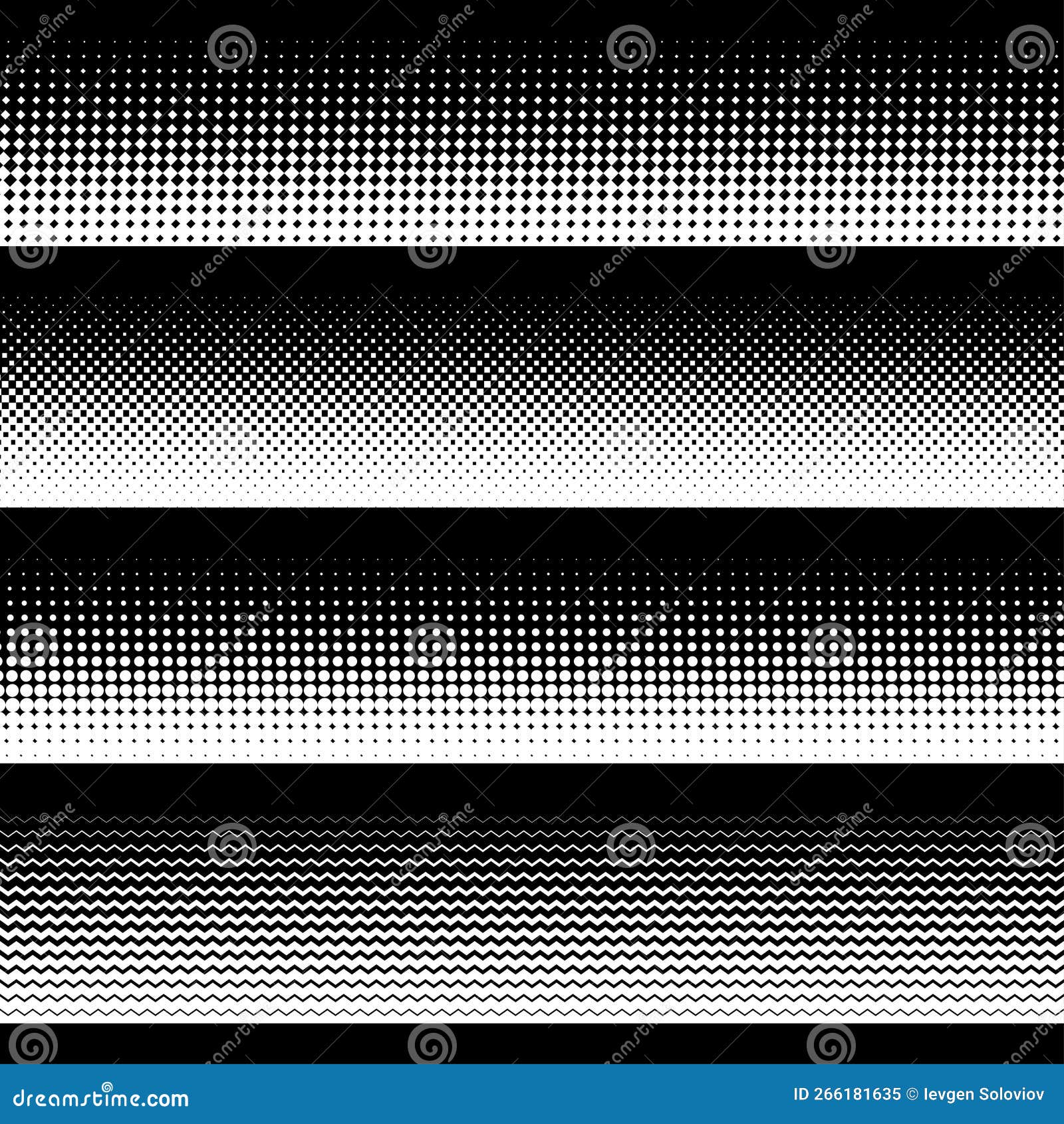 Four Seamless Lines Halftones Stock Vector - Illustration of geometric ...