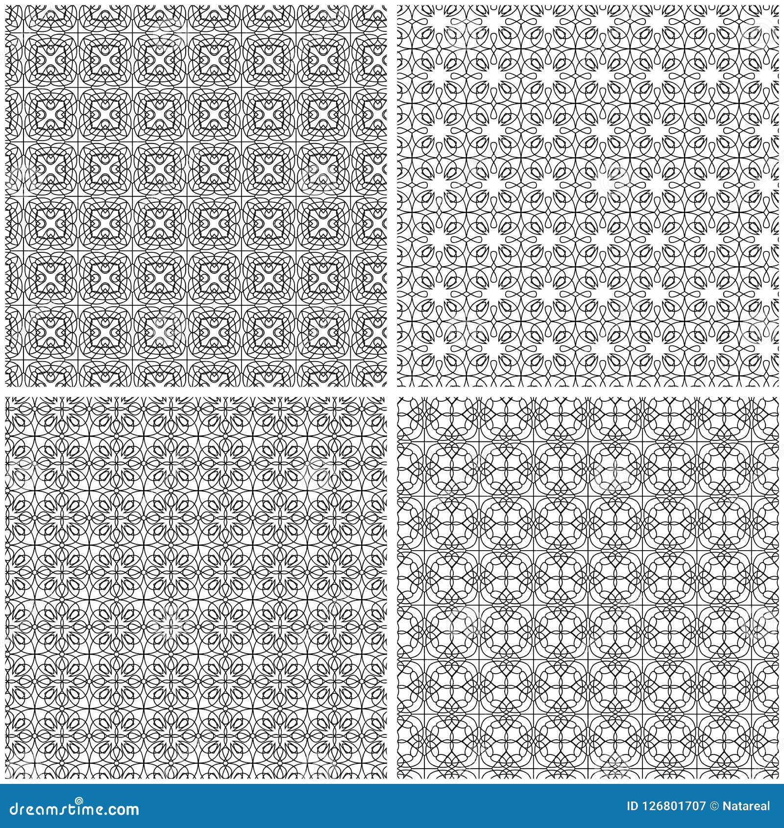 Four Seamless Ornamental Grid Patterns Stock Illustration ...