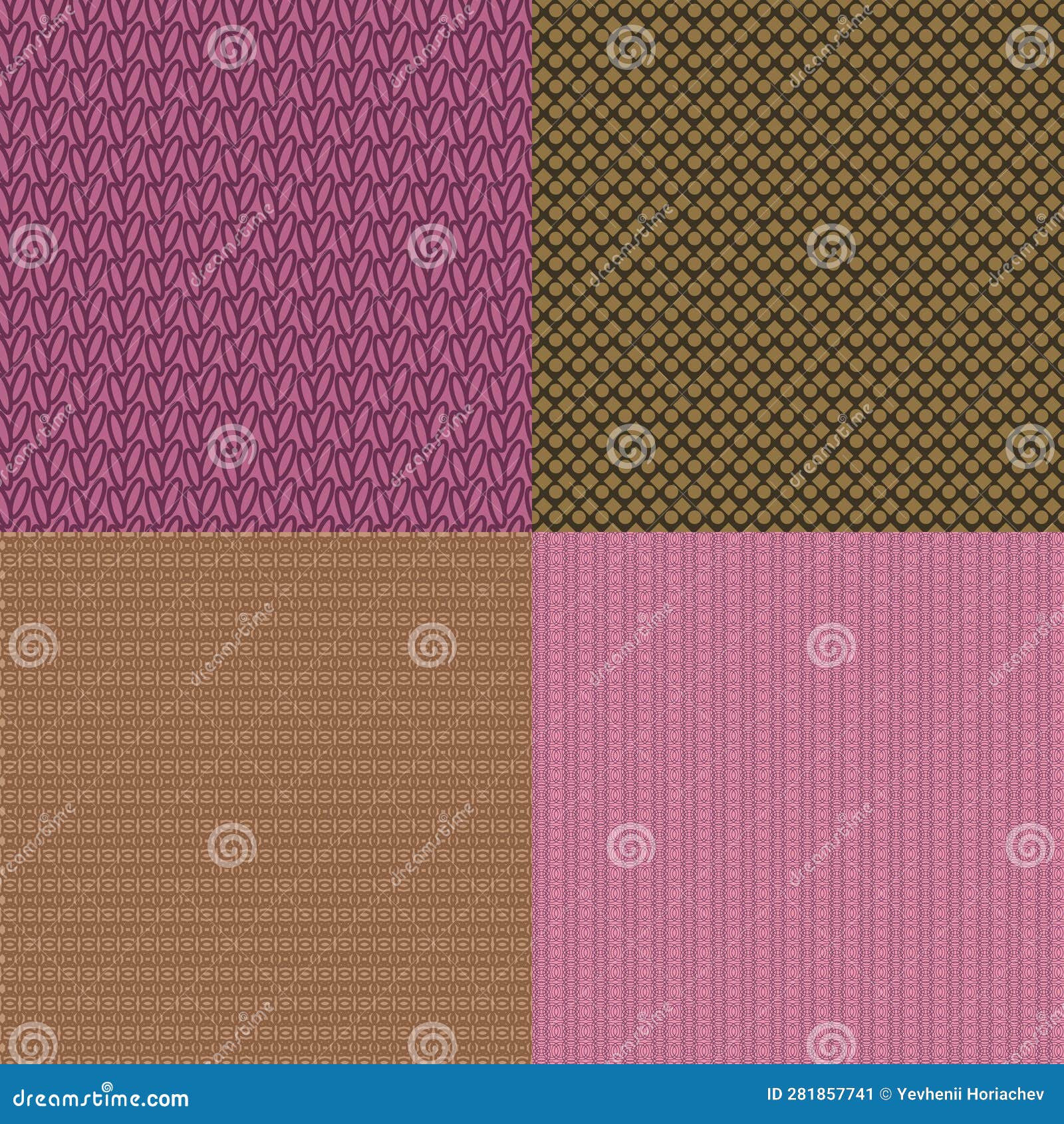 Four Seamless Pattern with Knitted and Fabric Elements. Stock Vector ...