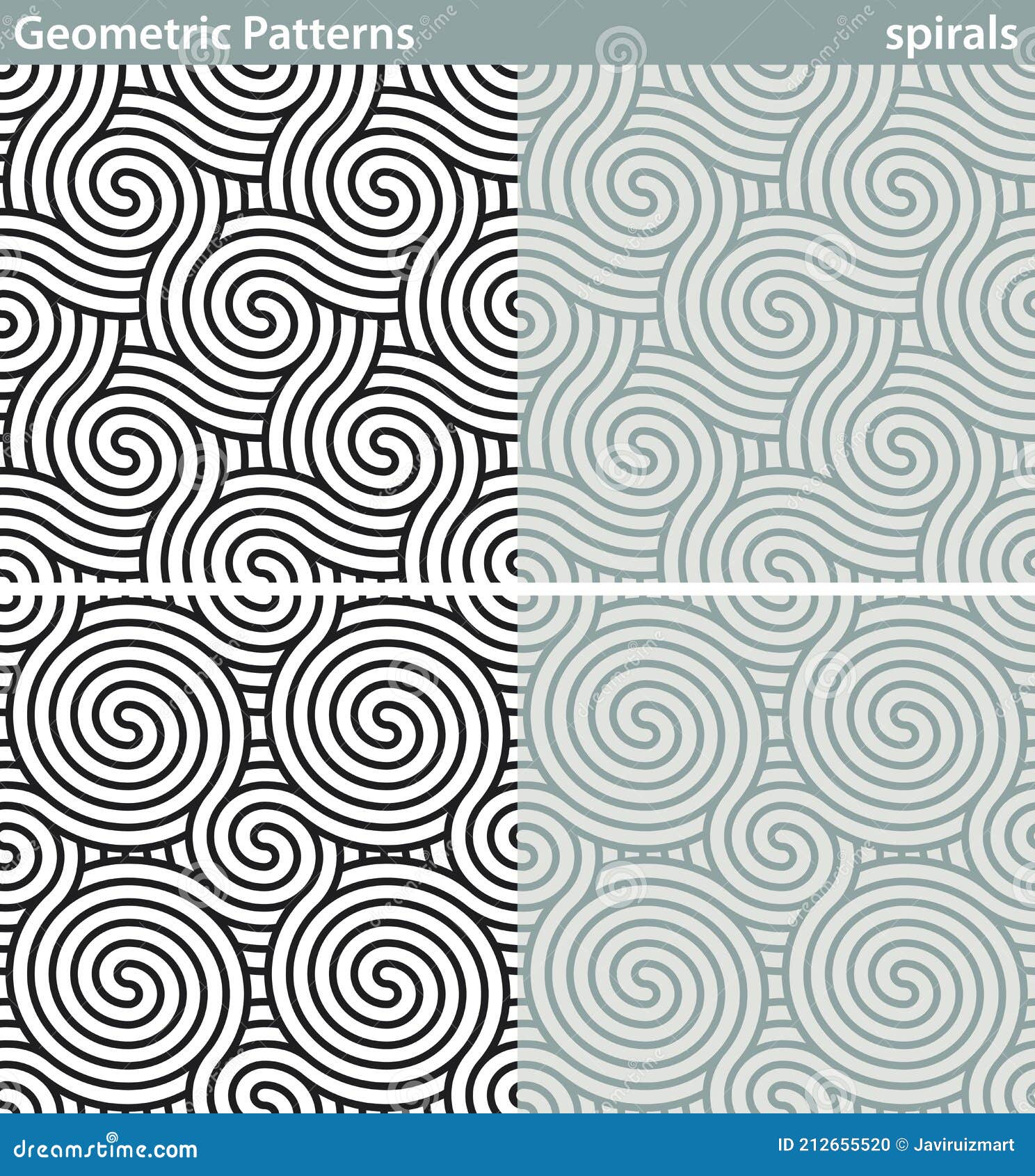 Geometric Patterns, Spirals Stock Vector - Illustration of seamless ...