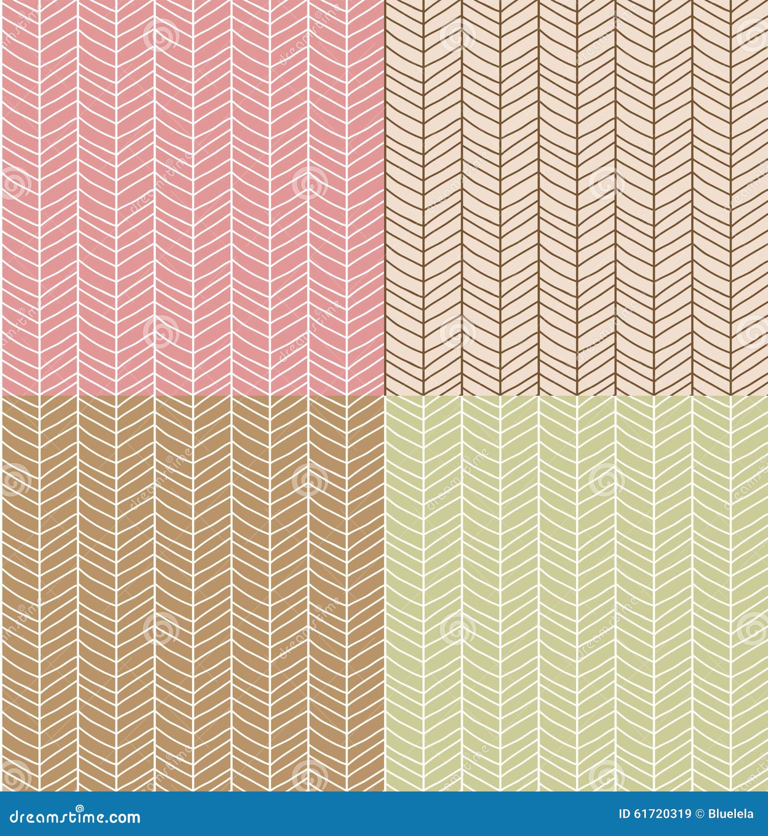 Four Seamless Patterns with Hand Drawn Chevron Line Grid, Vector Stock ...
