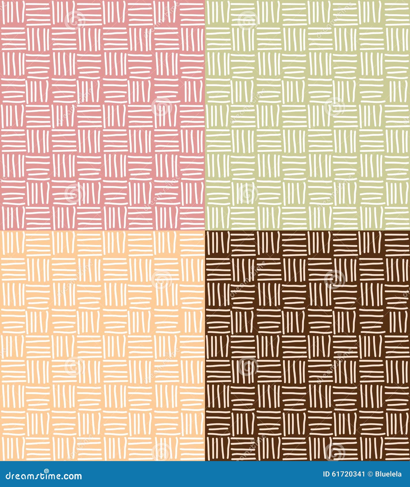 Four Seamless Patterns with Hand Drawn Line Grid Stock Vector ...