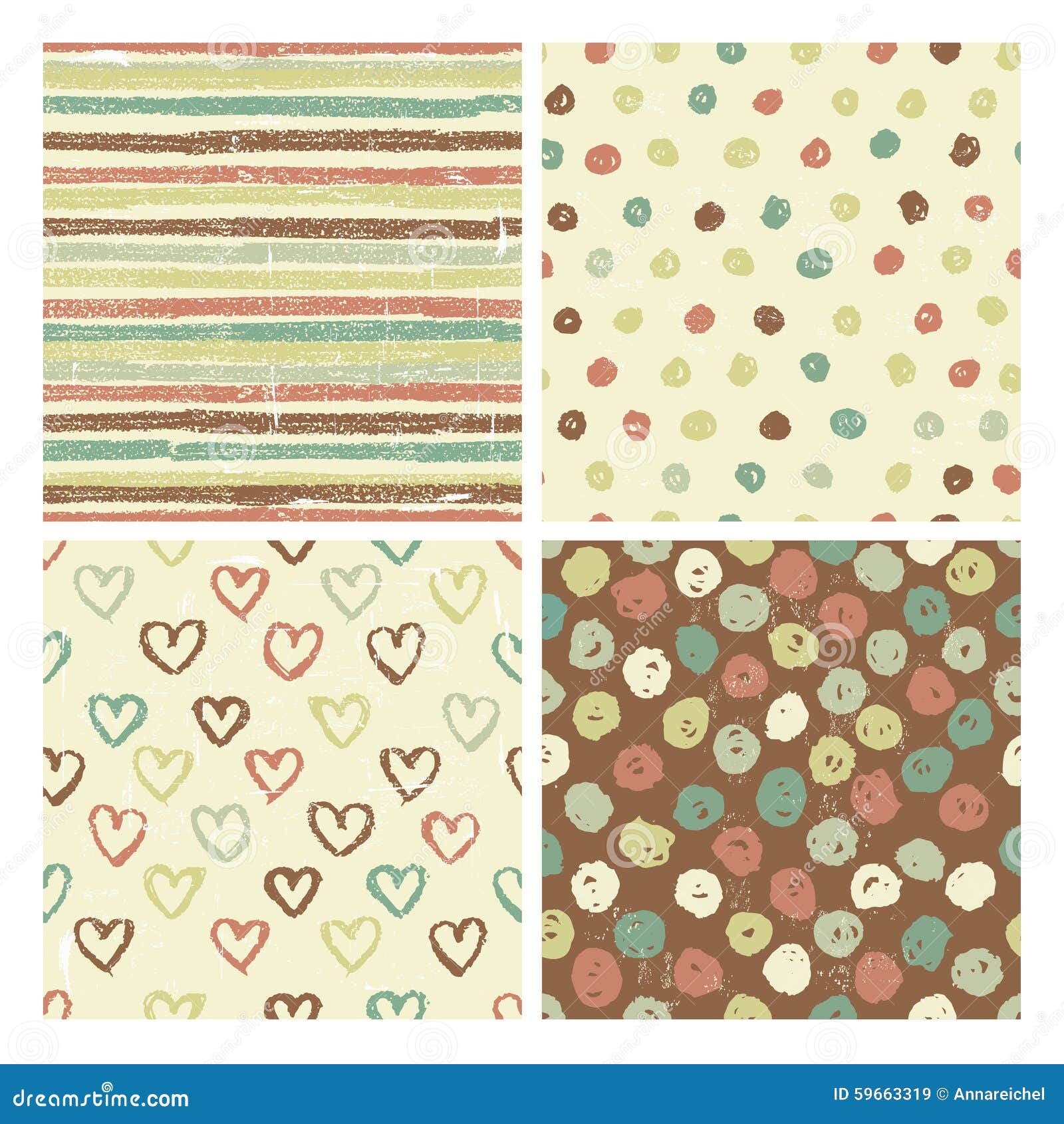 Four Seamless Patterns in Rustic Style Stock Vector - Illustration of ...