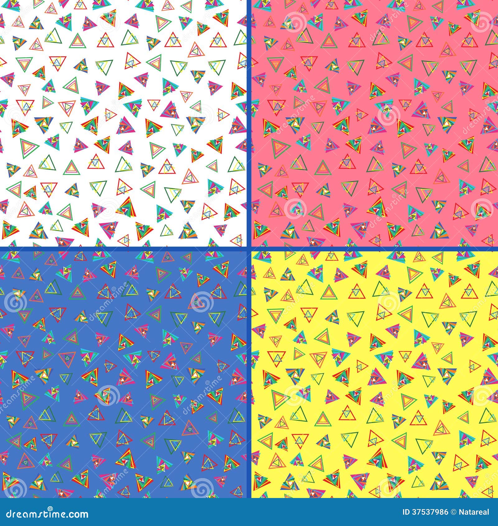 Four Seamless Vector Patterns with Colorful Triang Stock Vector ...