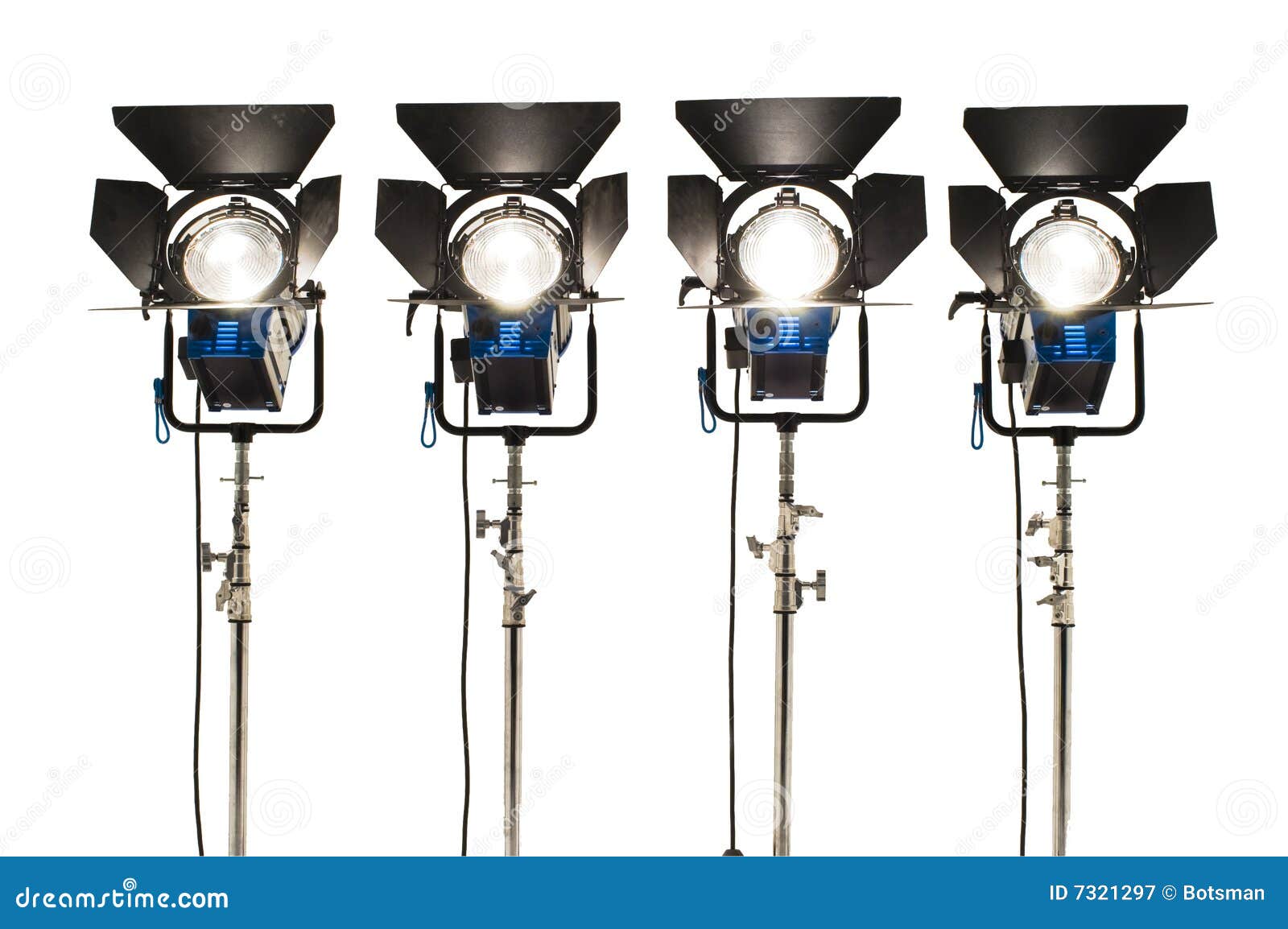 Four searchlights. stock image. Image of light, illumination - 7321297