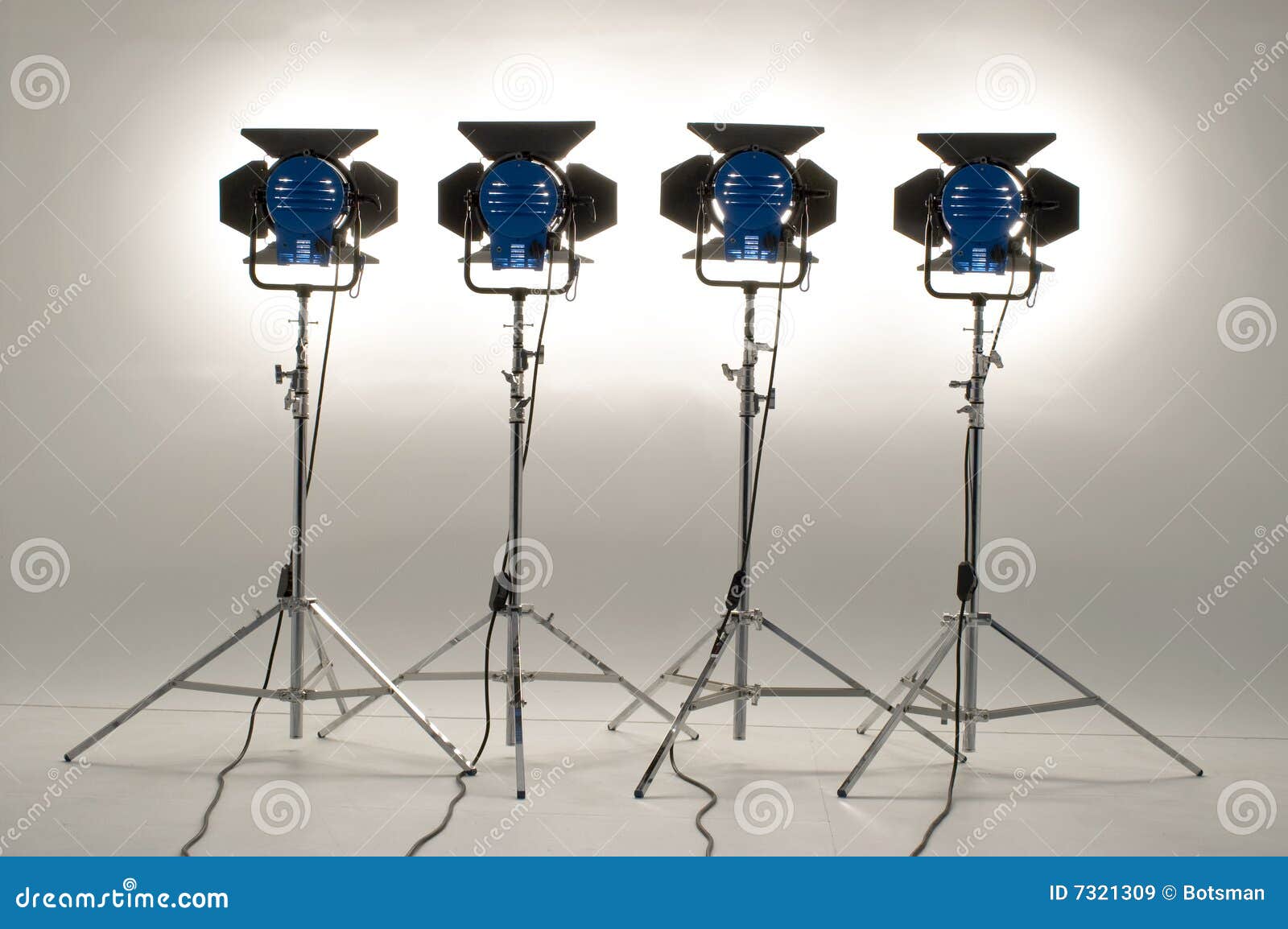 Four searchlights. stock image. Image of cameraman, film - 7321309