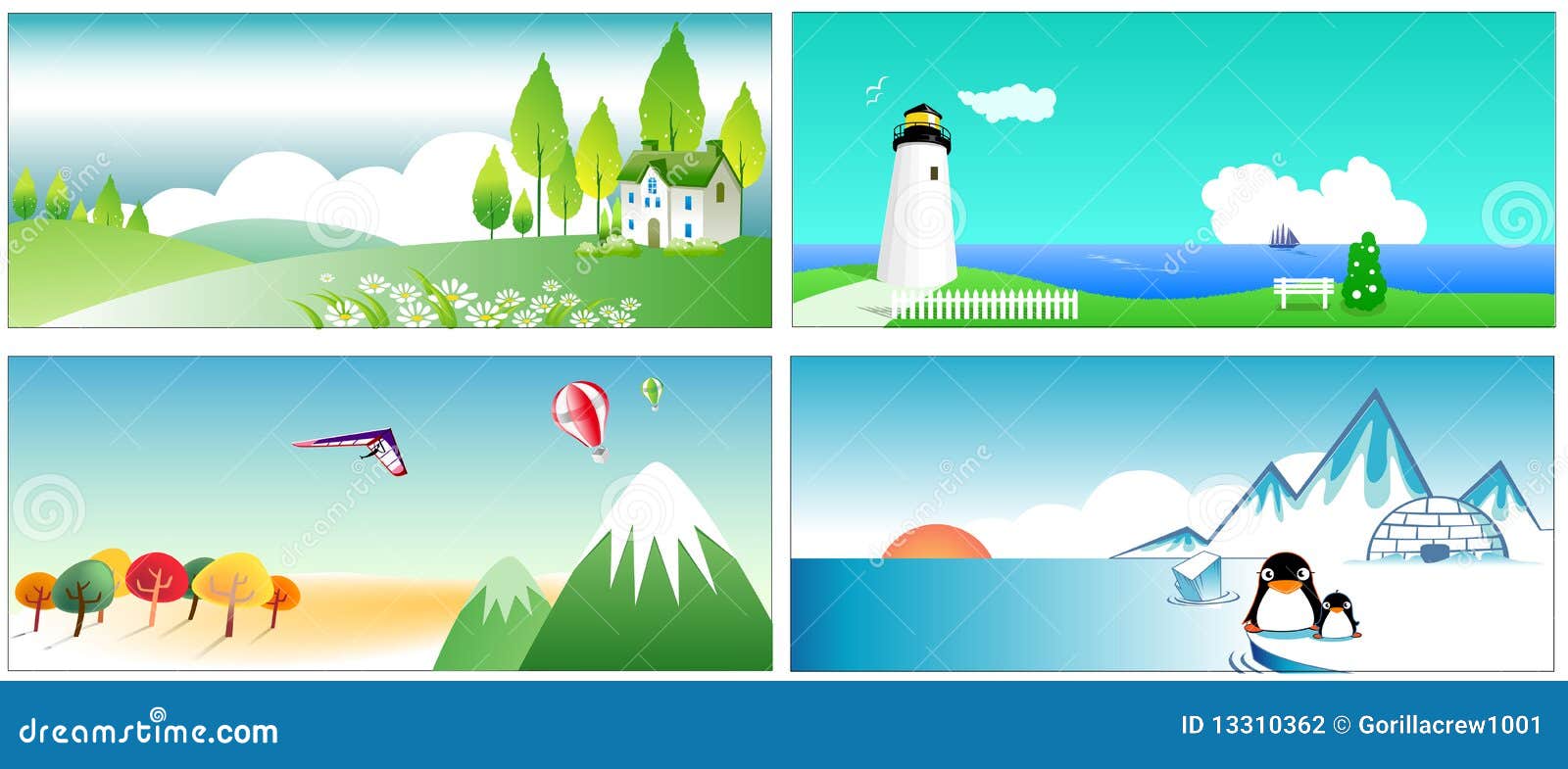 Four season collage stock illustration. Illustration of graphics - 13310362