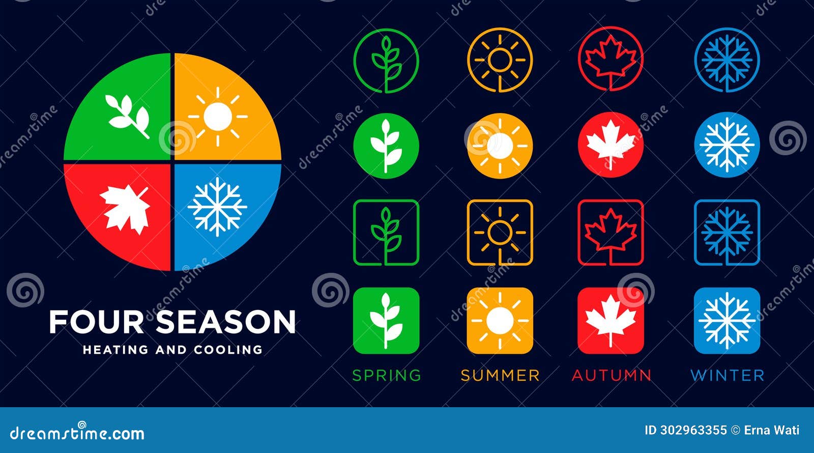 Four Season Element Design Vector Stock Vector - Illustration of ...