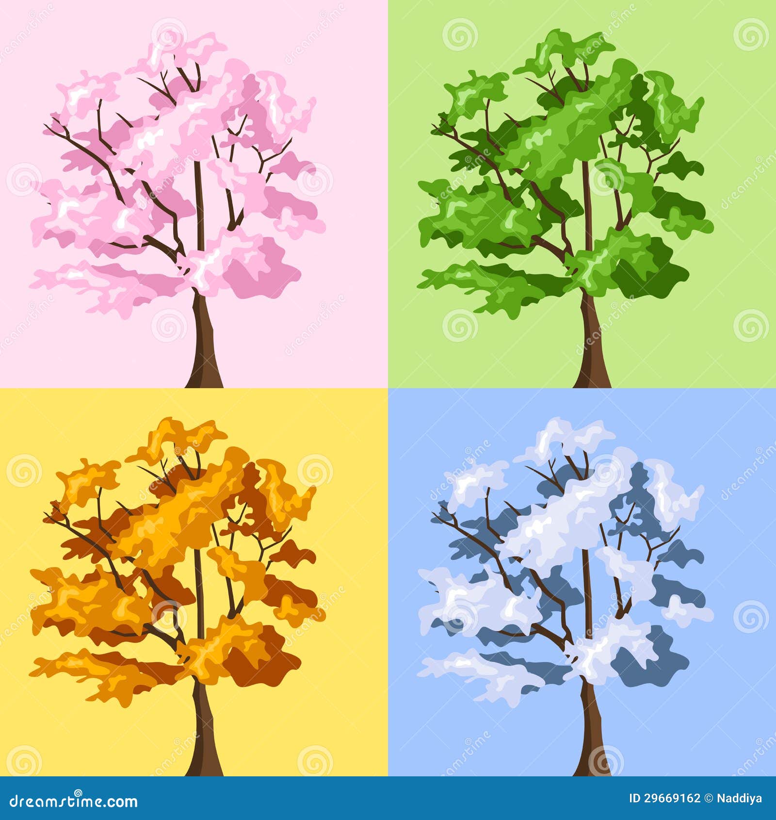 Four Season Trees. Vector Illustration. Stock Vector - Illustration of ...