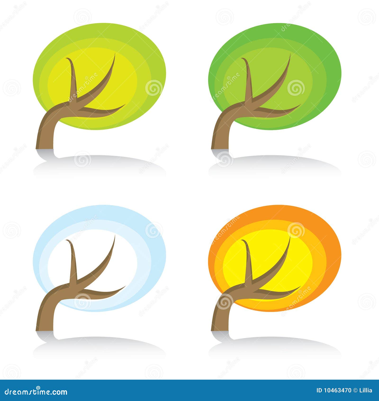 Four Seasonal Icons with Tree Stock Vector - Illustration of abstract ...