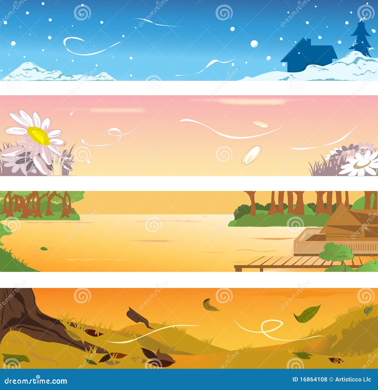 Four seasons banners stock vector. Illustration of colors - 16864108