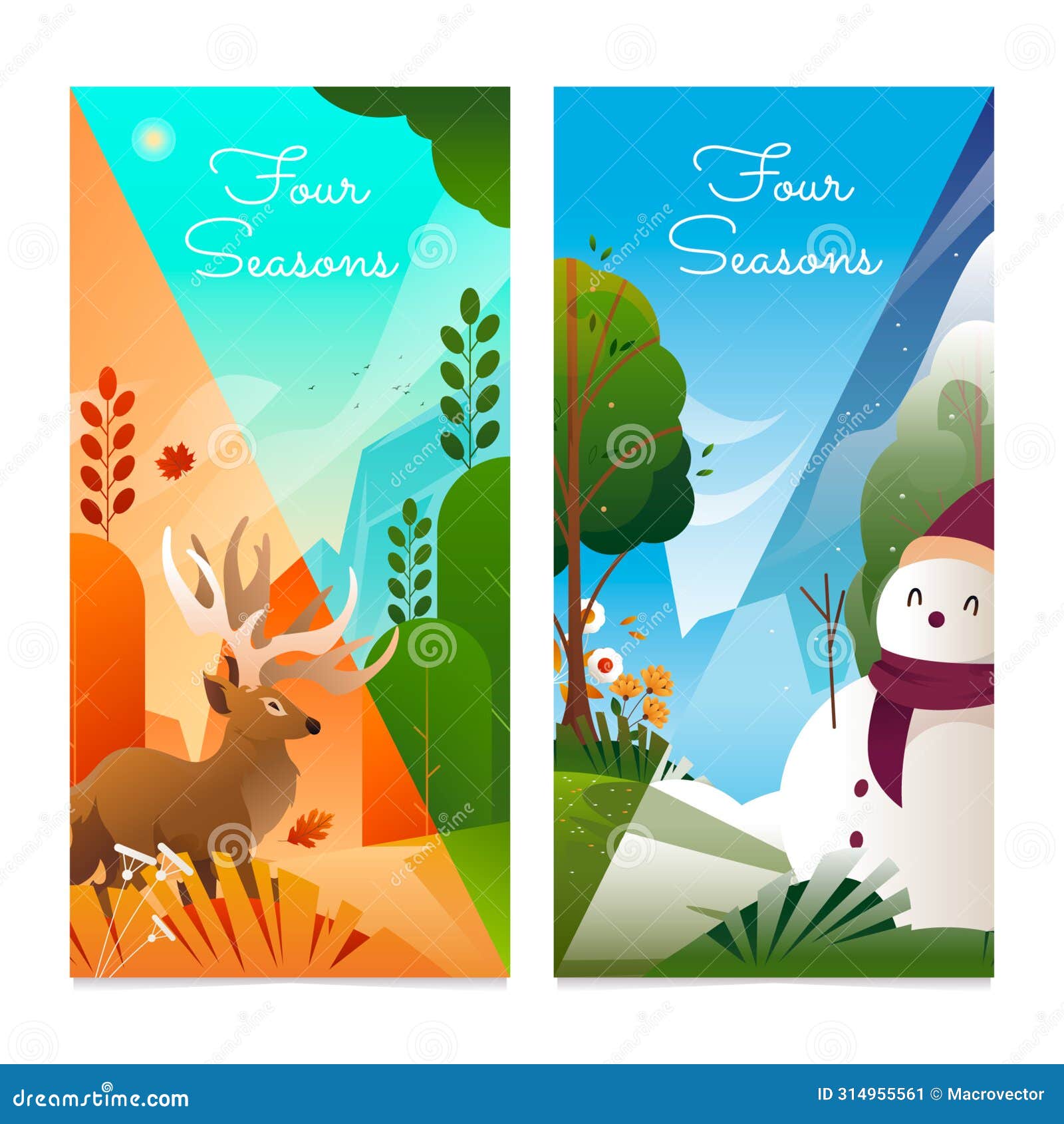 Four Seasons Banners in Gradient Style Stock Illustration ...