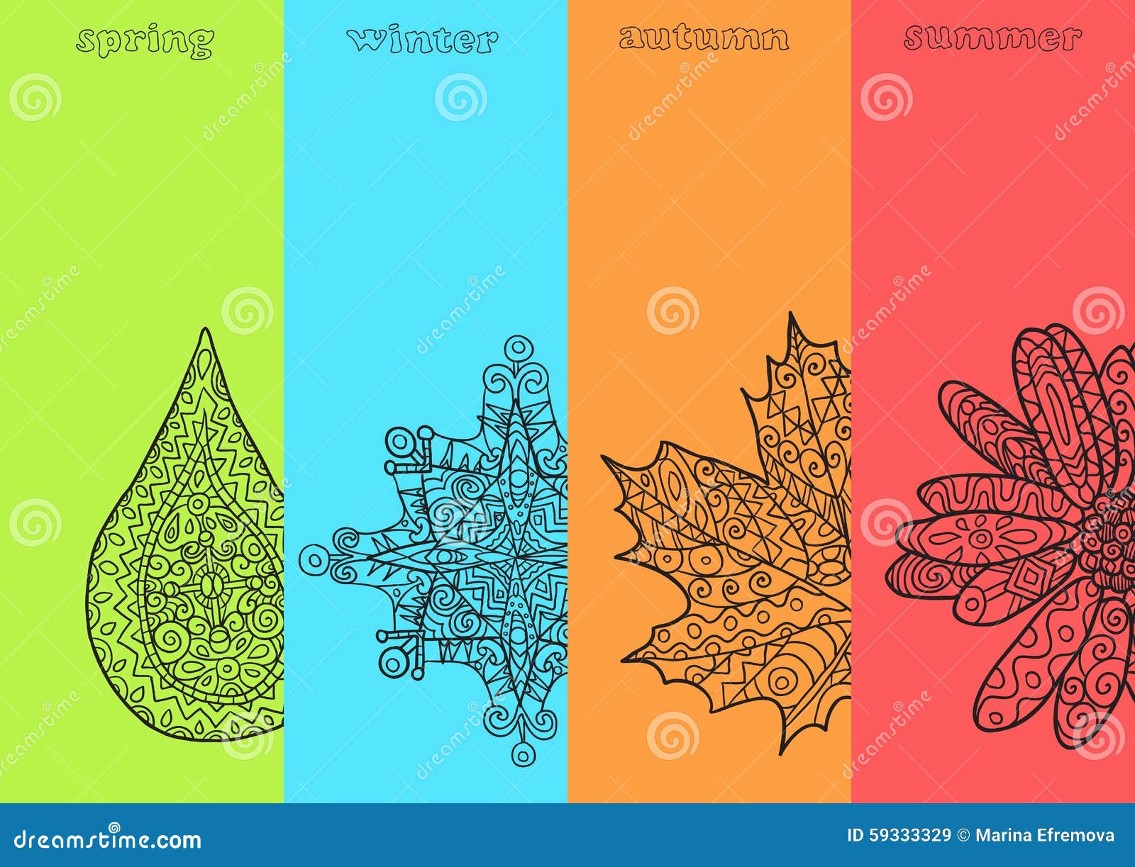 Four seasons stock vector. Illustration of green, path - 59333329