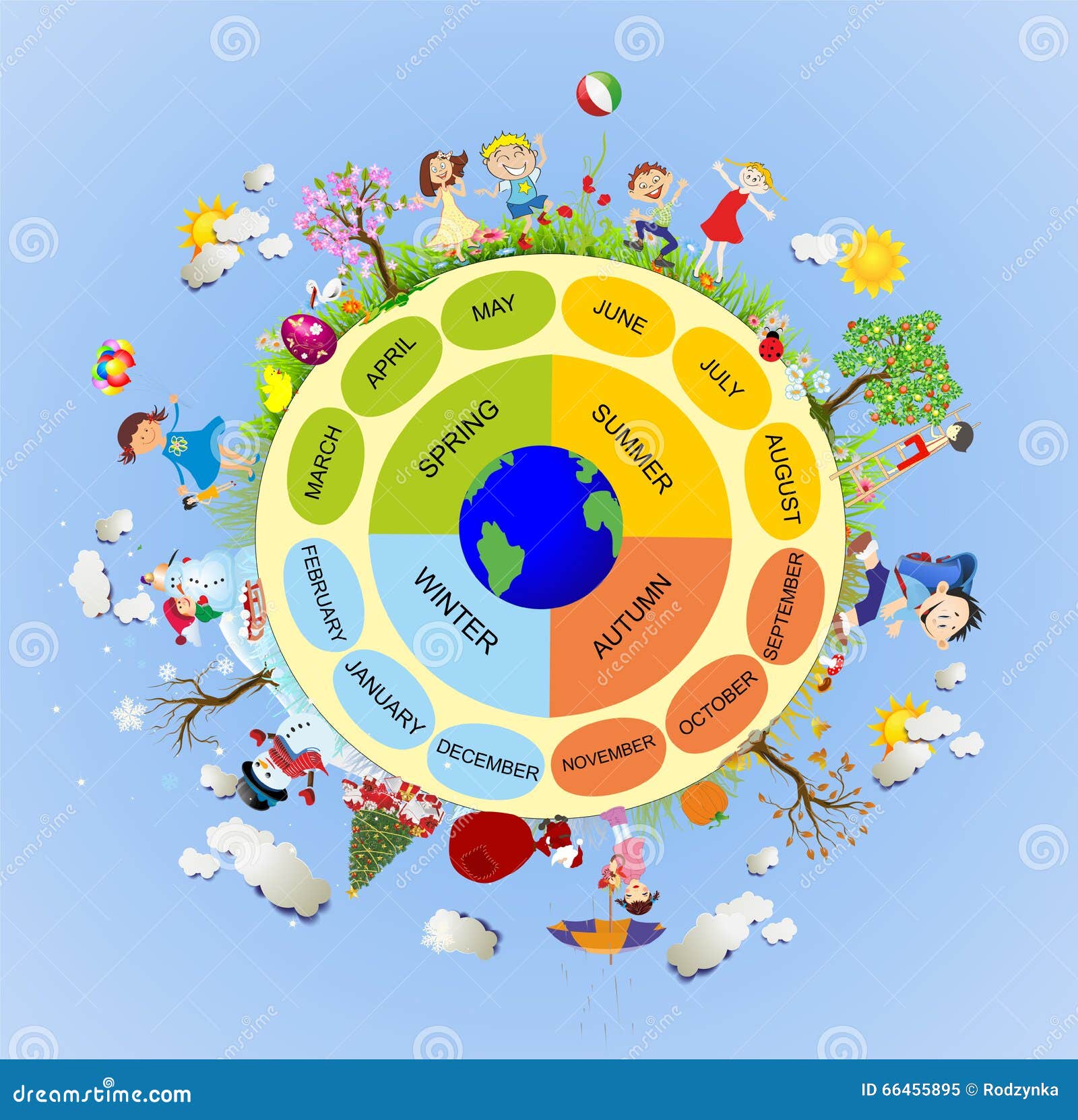 Four seasons stock illustration. Illustration of summer - 66455895