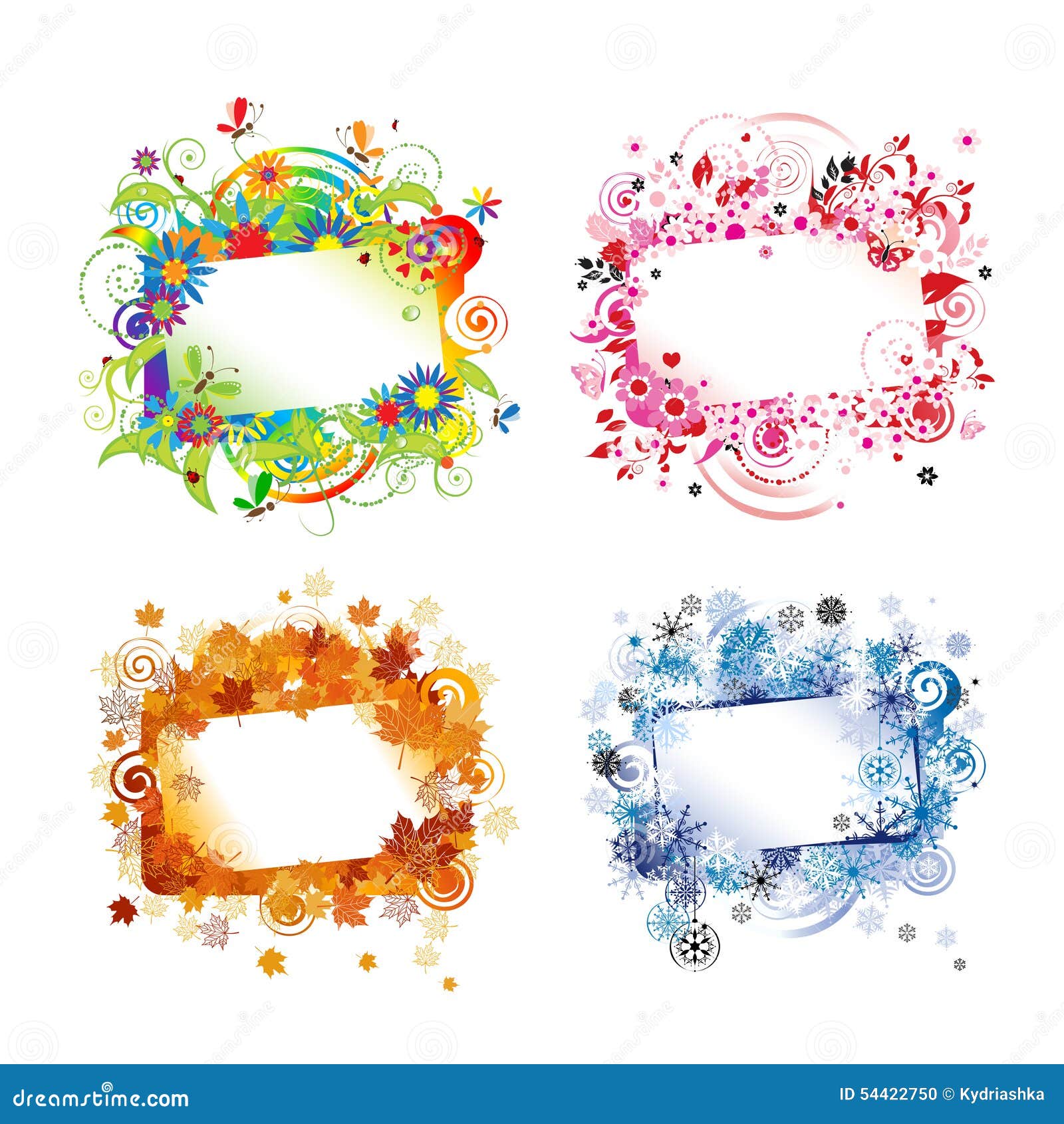 Four Seasons, Design Frames with Place for Your Stock Vector ...