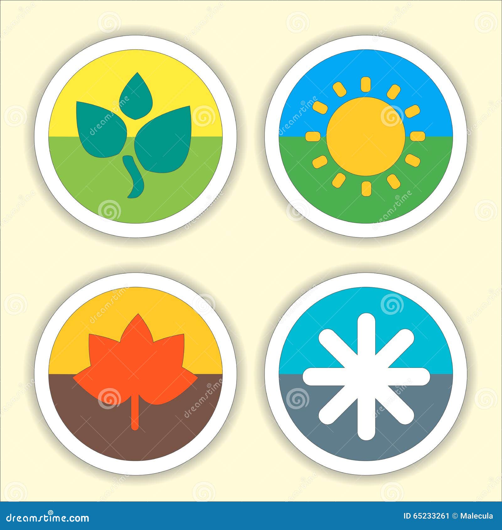 Four Seasons Flat Thin Icon Set. Stock Illustration - Illustration of ...