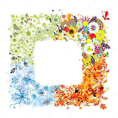 Four seasons frame stock vector. Illustration of birds - 25164218