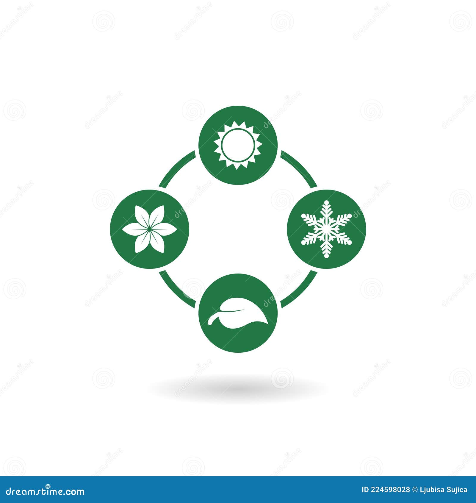 Four Seasons Icon Set with Shadow Stock Vector - Illustration of ...