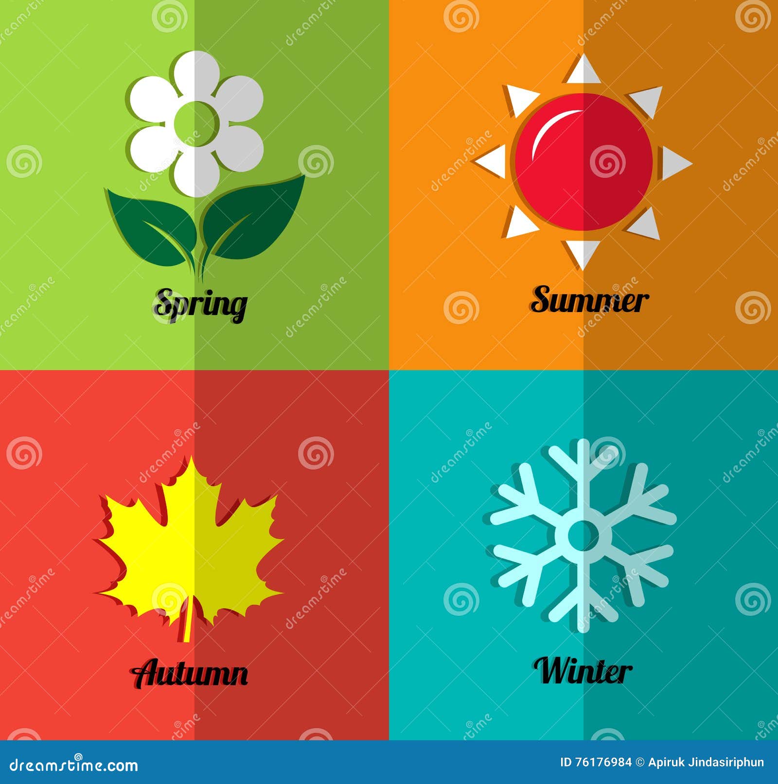 Four seasons icon set stock vector. Illustration of sign - 76176984