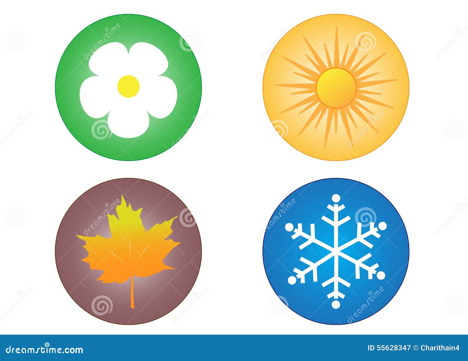 Four seasons icons stock illustration. Illustration of drawing - 55628347
