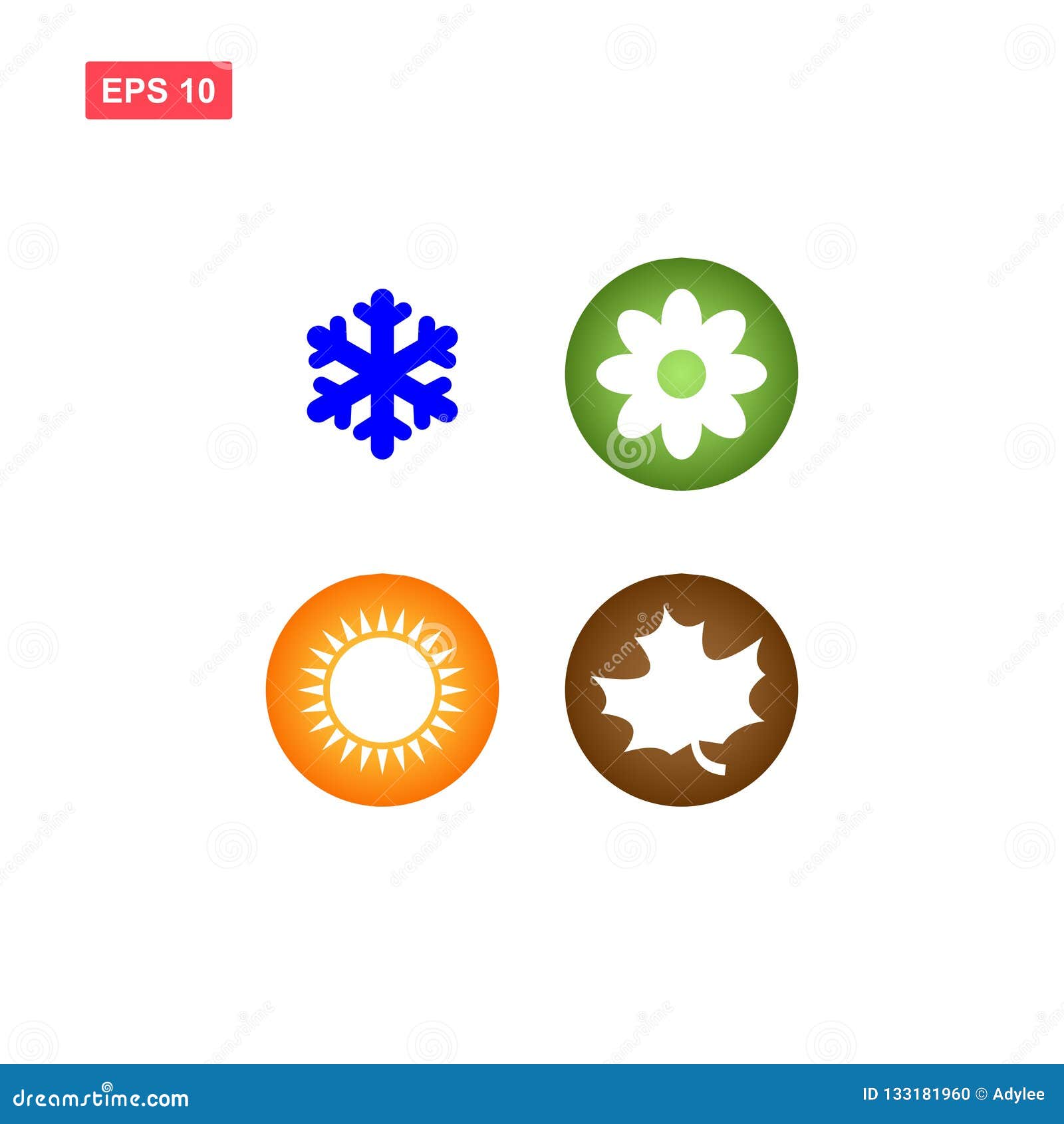 Four Seasons Icons stock vector. Illustration of flower - 133181960