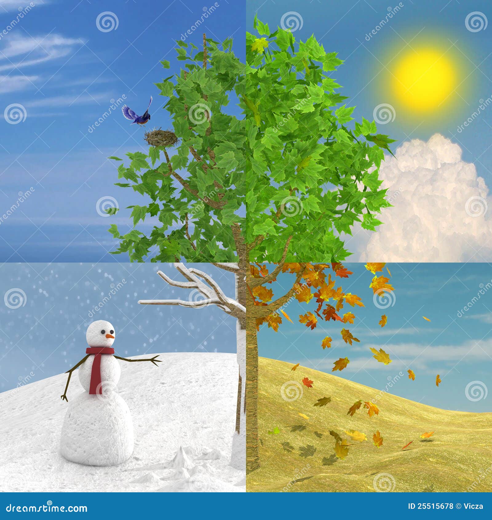 Four seasons in one stock illustration. Illustration of field - 25515678