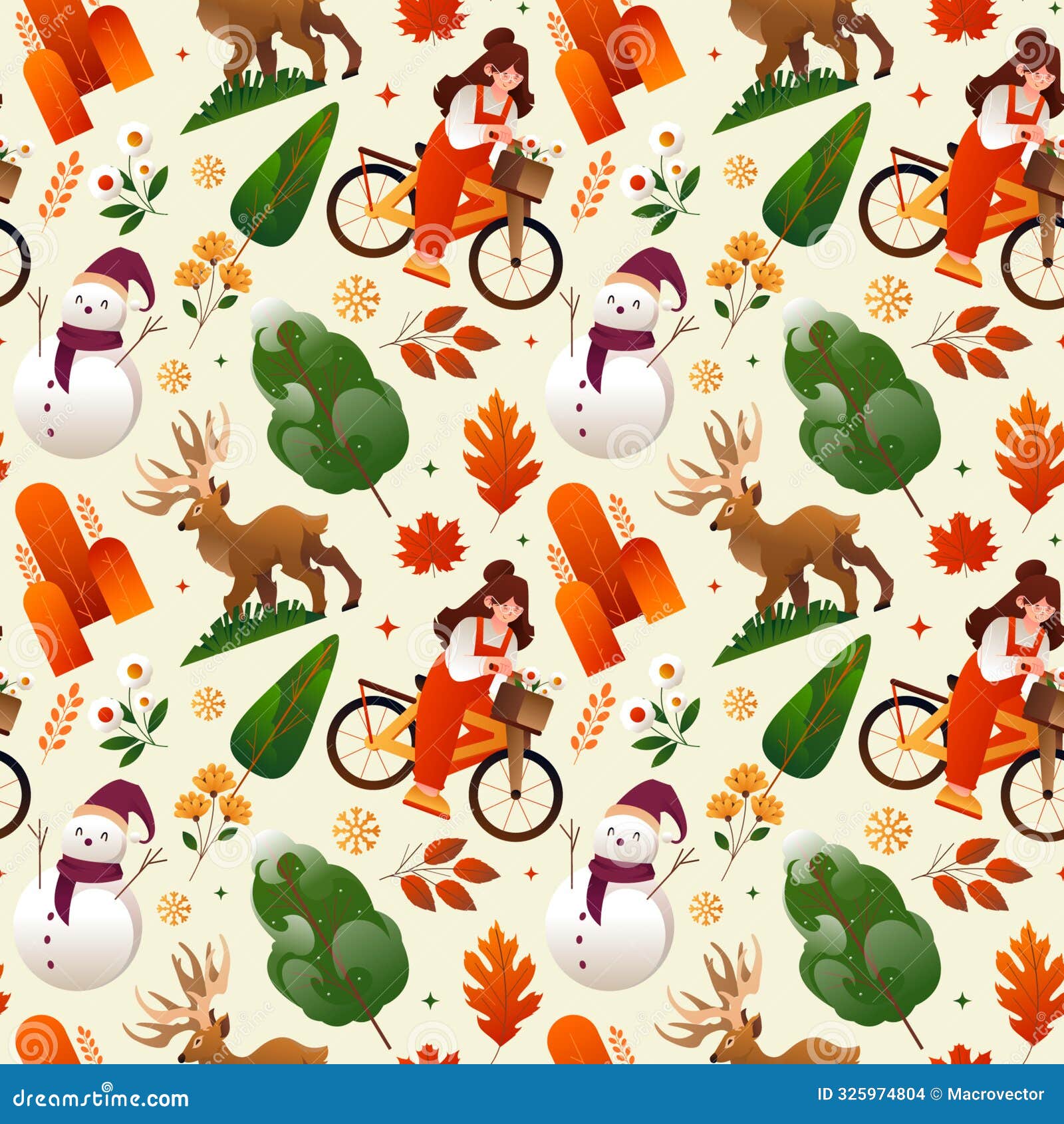 Four Seasons Pattern in Gradient Style Stock Illustration ...