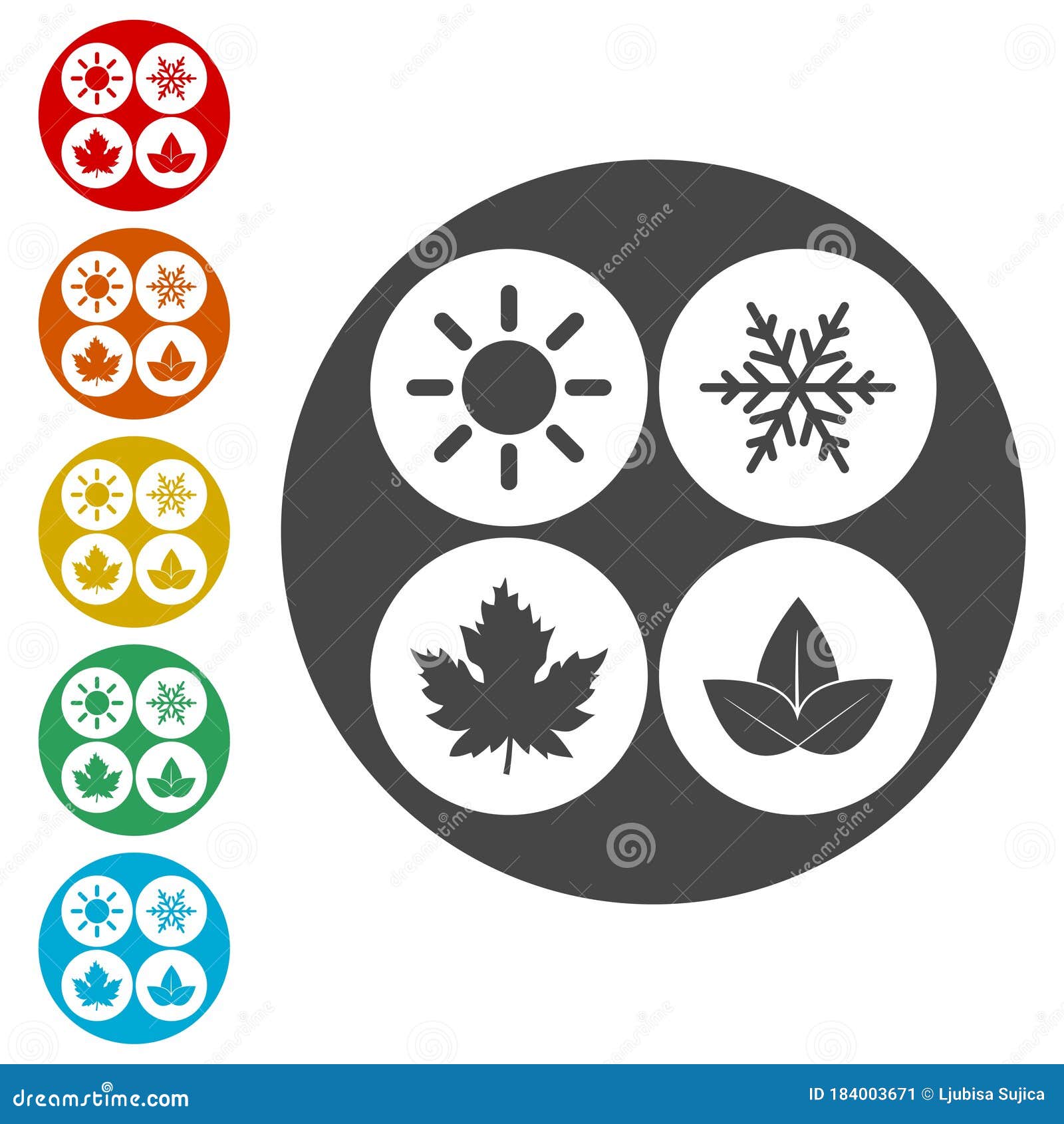 Four seasons, season icon stock vector. Illustration of icons - 184003671