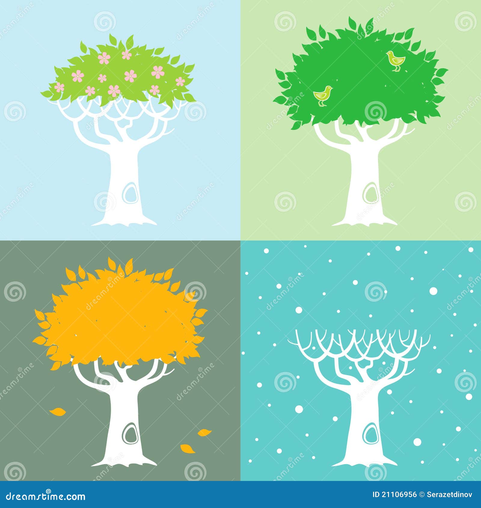 Four Seasons And A Tree Picture. Image: 21106956