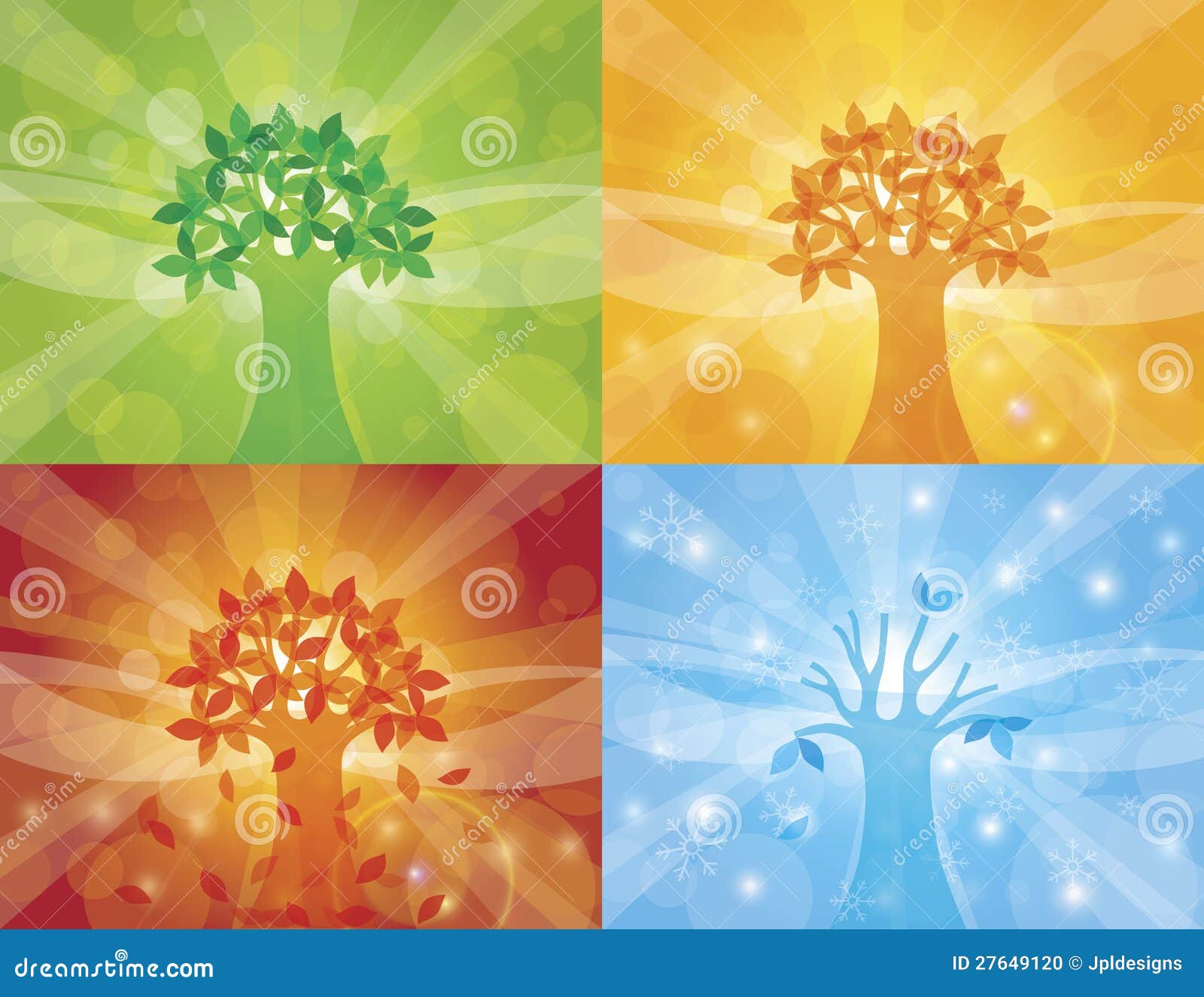 Four Seasons Tree Background Illustration Stock Illustration ...