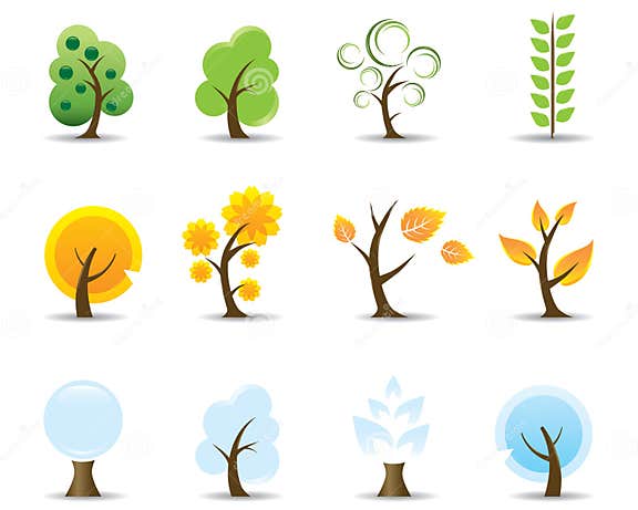 Four Seasons Tree Icons stock vector. Illustration of snow - 7250911
