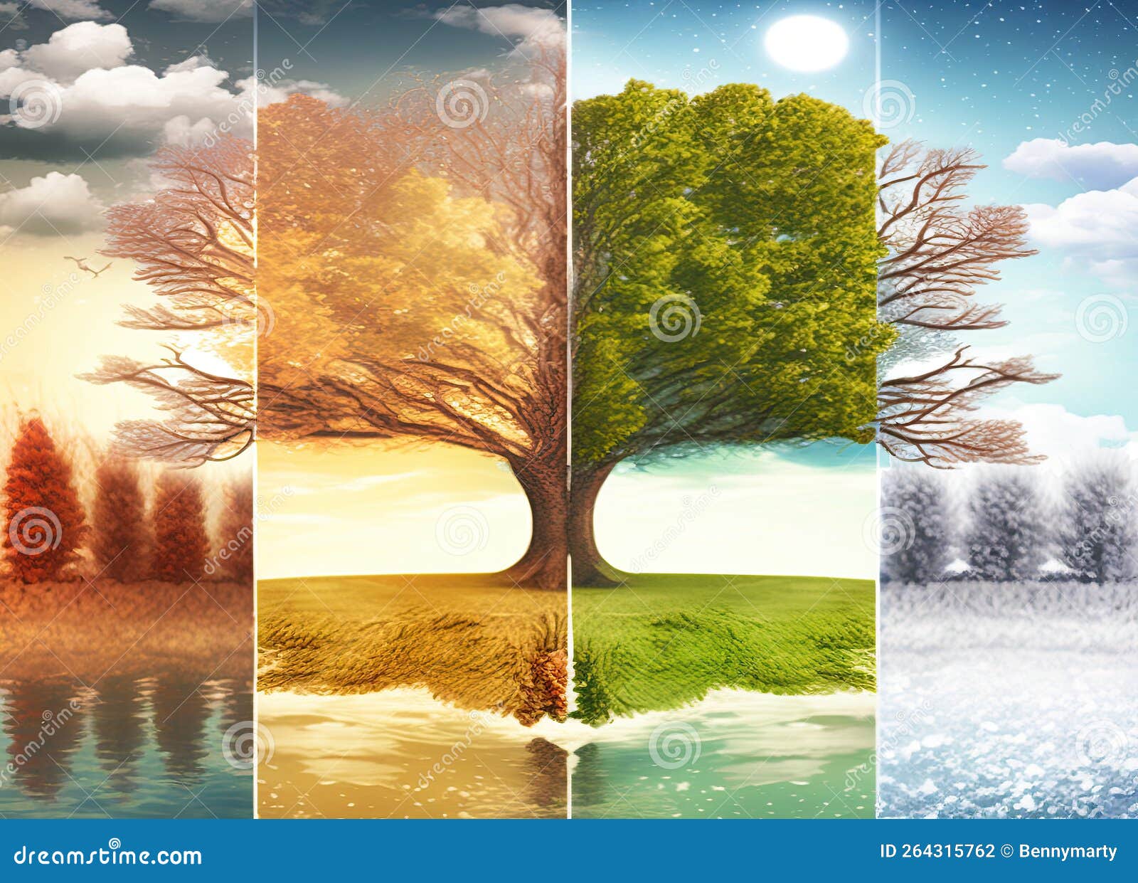 Four Seasons in a Tree Spring Winter Summer and Autumn Stock ...