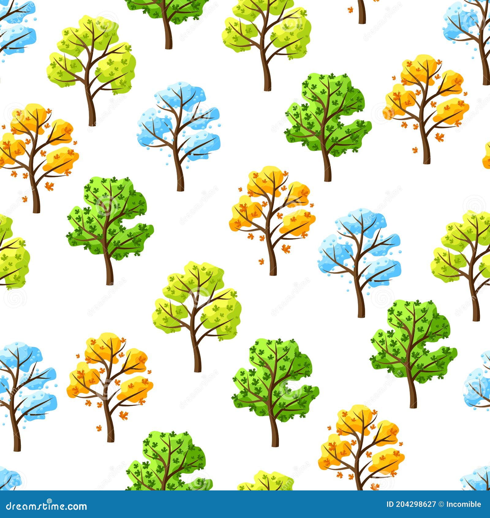 Four Seasons Trees Pattern. Stock Vector - Illustration of nature ...