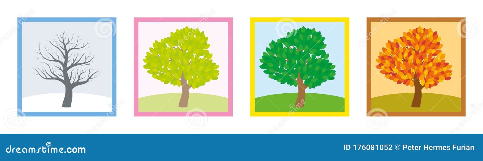 Four Seasons Trees Year Change Winter Spring Summer Fall Stock Vector ... Four Seasons Trees Year Change Winter Spring Summer Fall Stock Vector ...