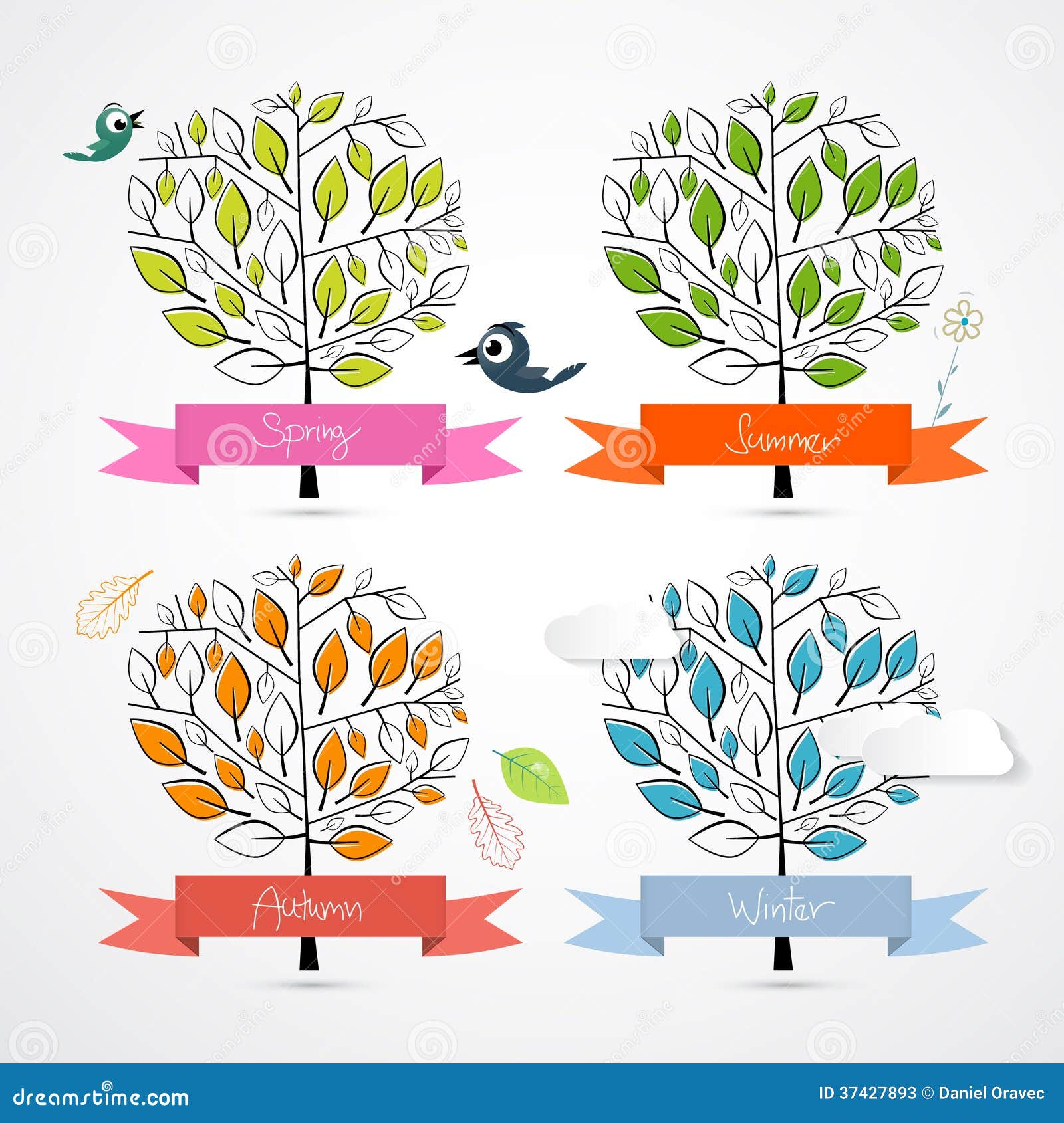 Four Seasons Vector Illustration Stock Vector - Illustration of paper ...